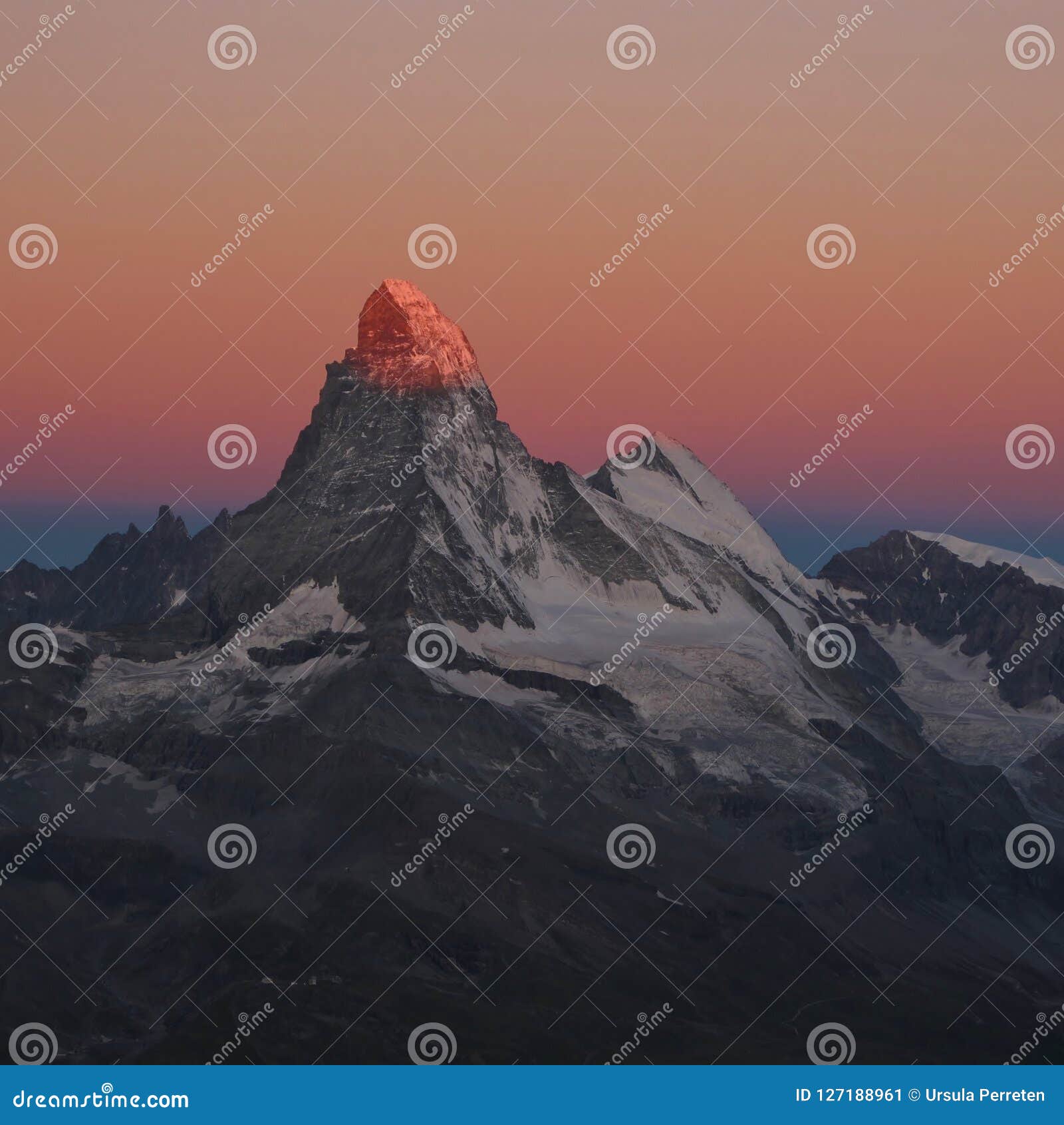 Sunrise in Zermatt. stock image. Image of night, alps - 127188961