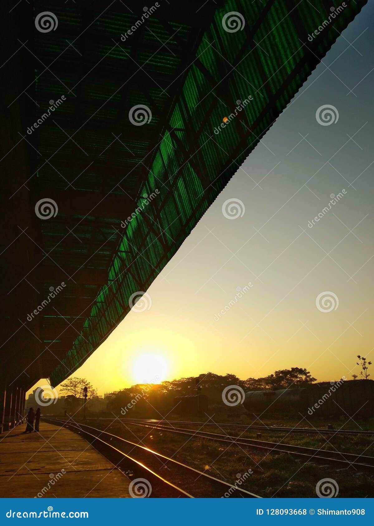 Sunrising in the morning stock photo. Image of train - 128093668