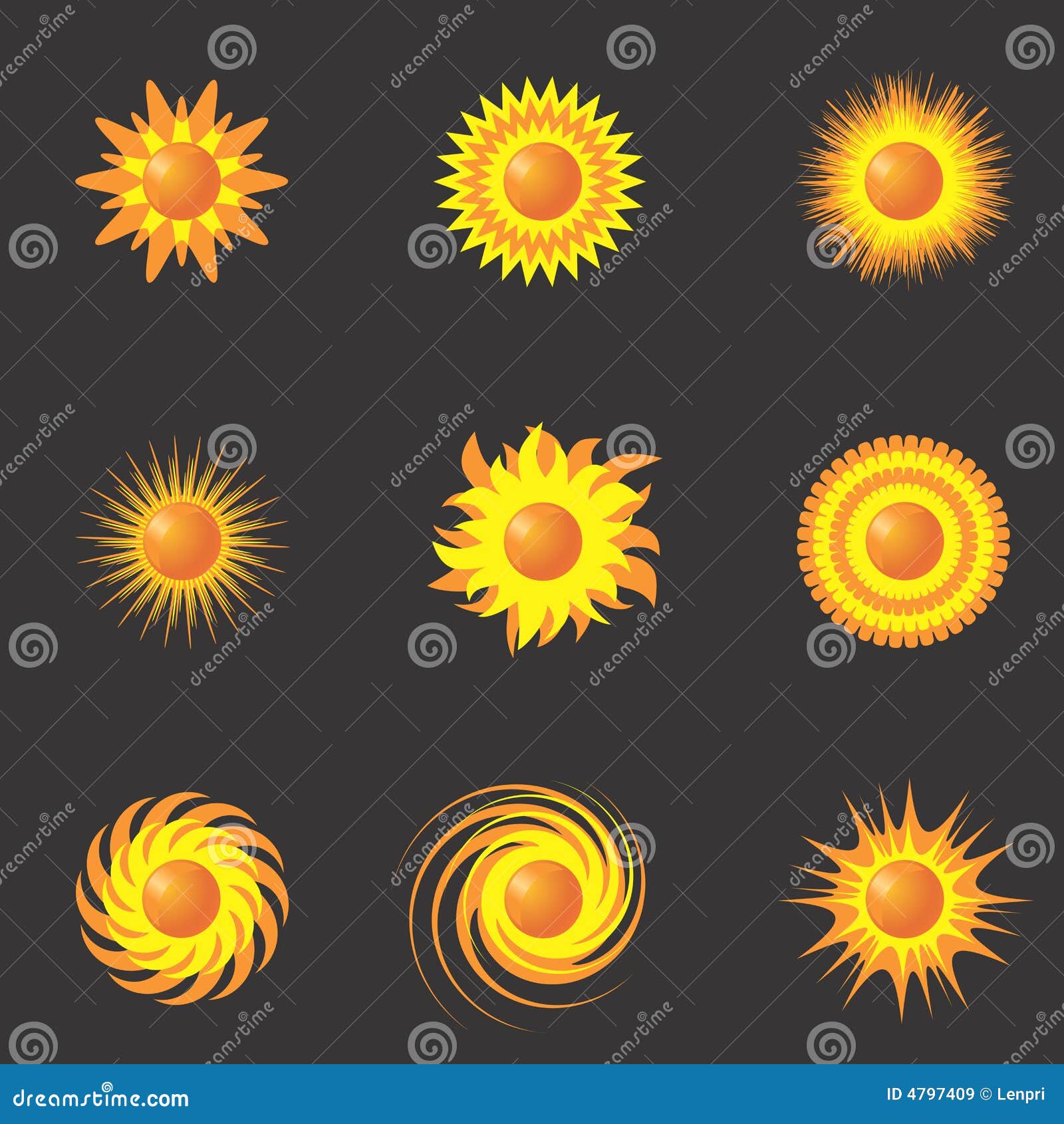 Suns stock vector. Illustration of vector, design, clipart - 4797409