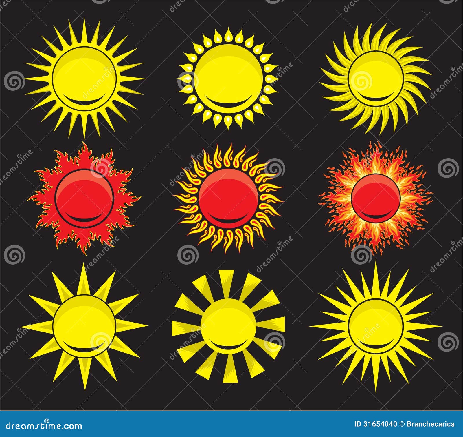 Suns - elements for design stock vector. Illustration of natural - 31654040