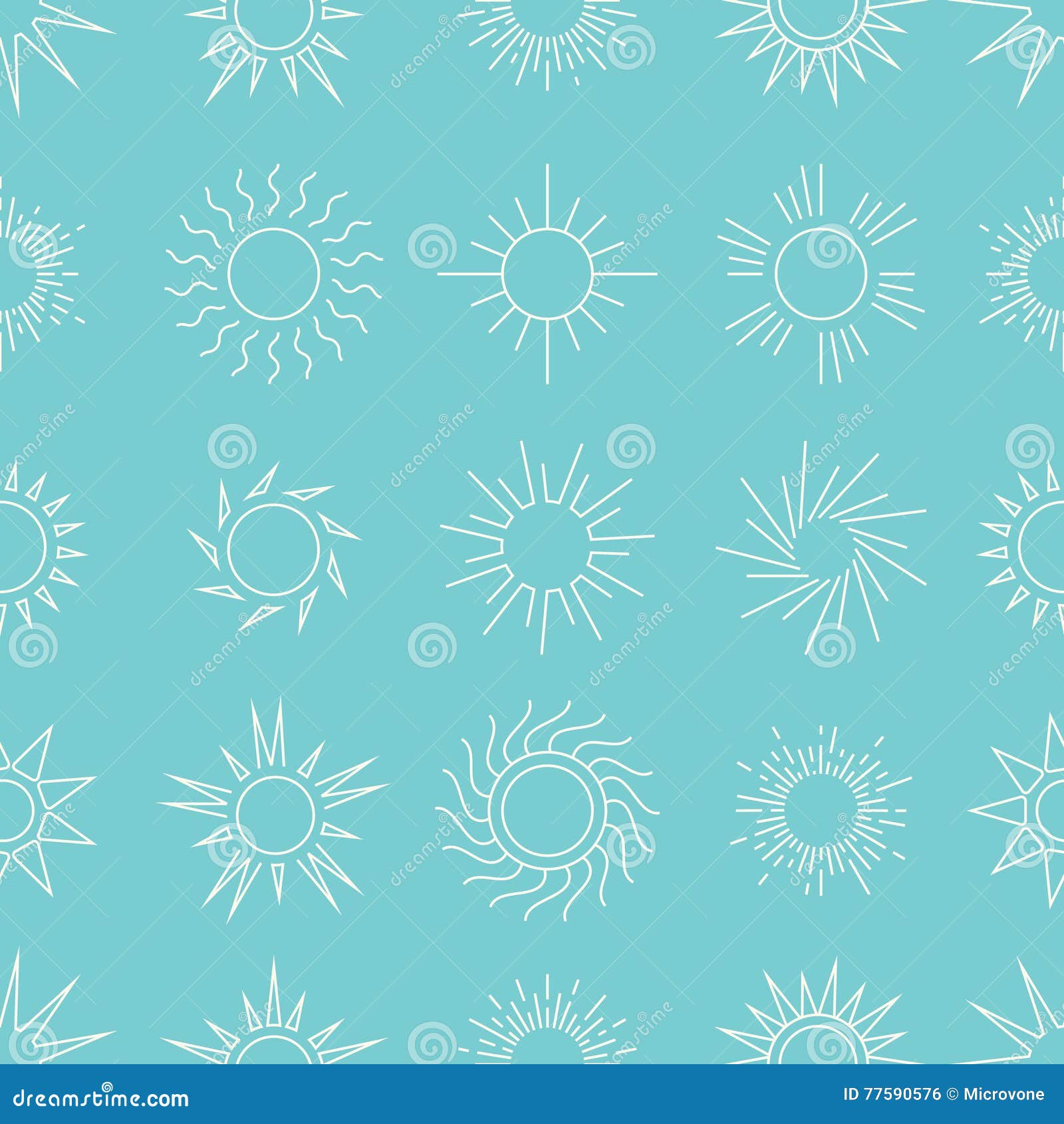 Suns in the Sky Seamless Pattern Stock Vector - Illustration of ...