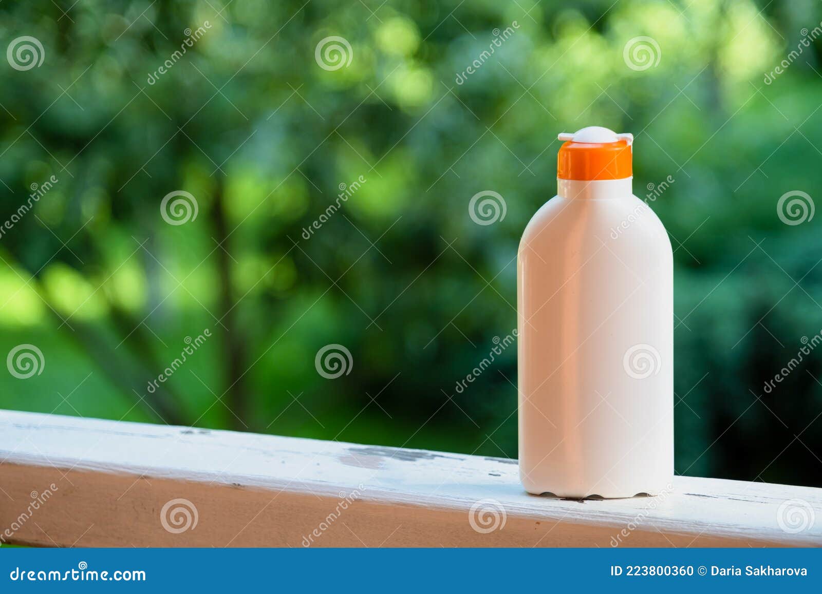 Sunscreen. Empty Cream Packaging Template on Greenery Background Stock ...