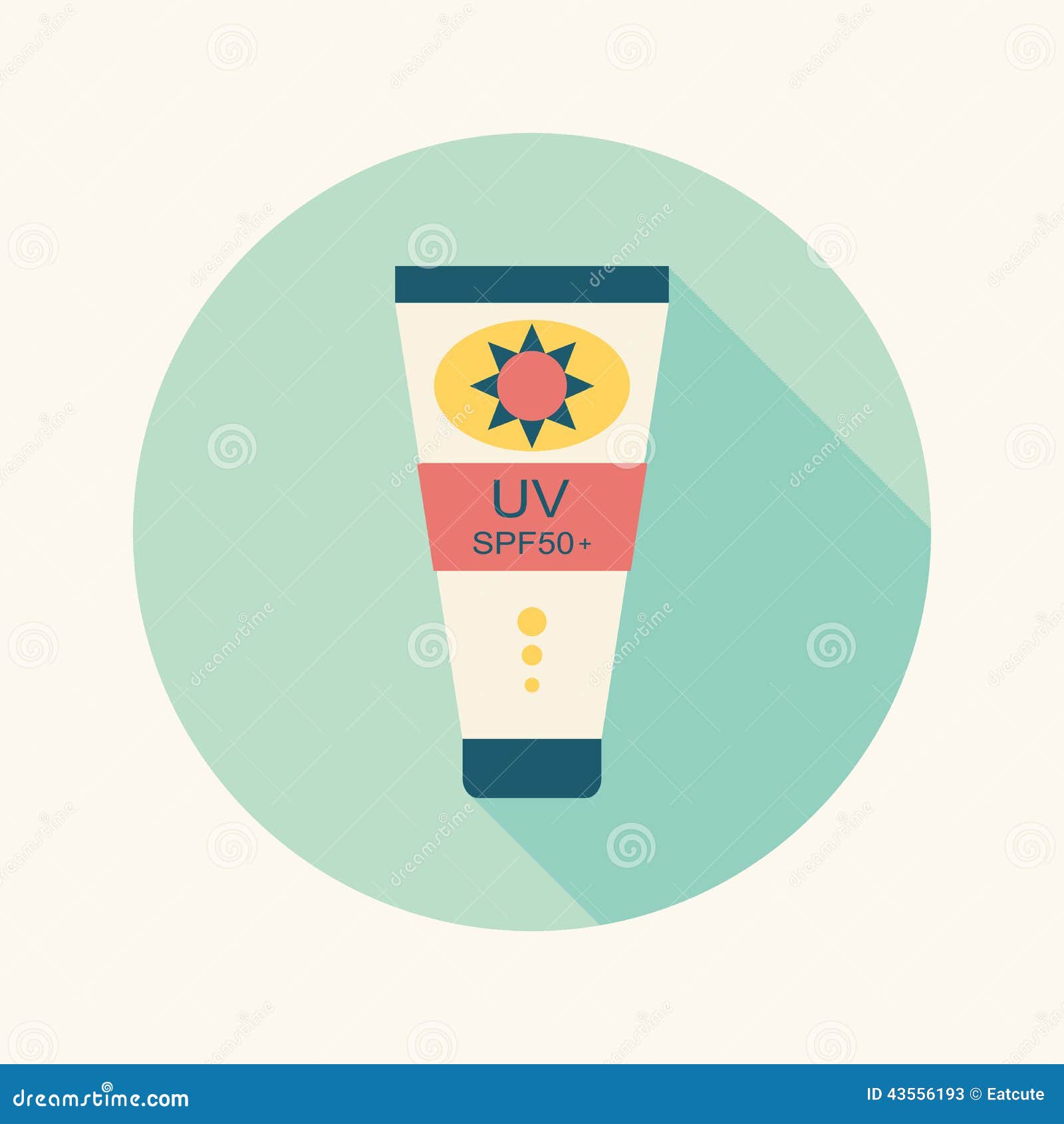 Sunscreen Flat Icon with Long Shadow Stock Vector - Illustration of ...