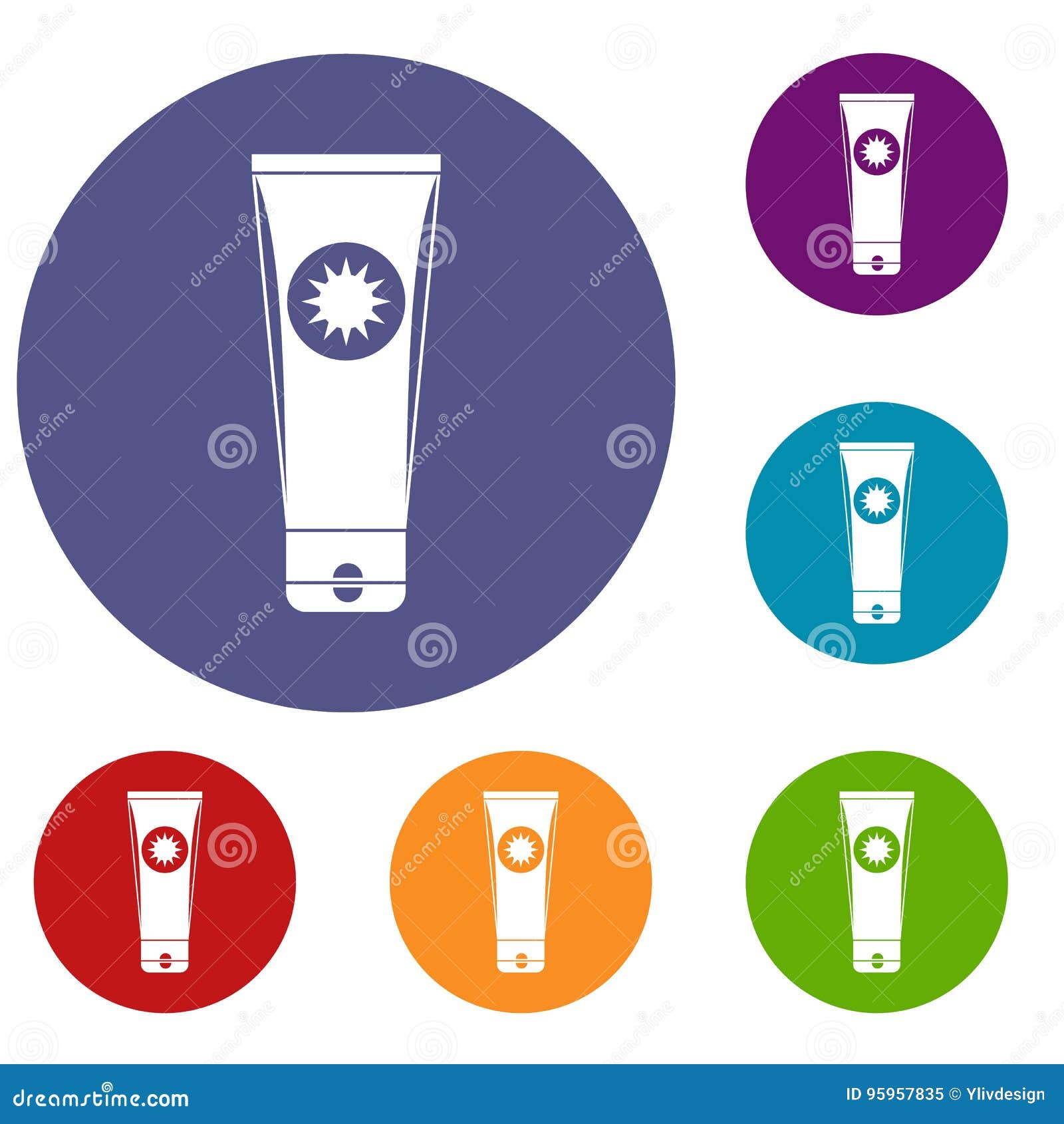 Sunscreen icons set stock vector. Illustration of flat - 95957835