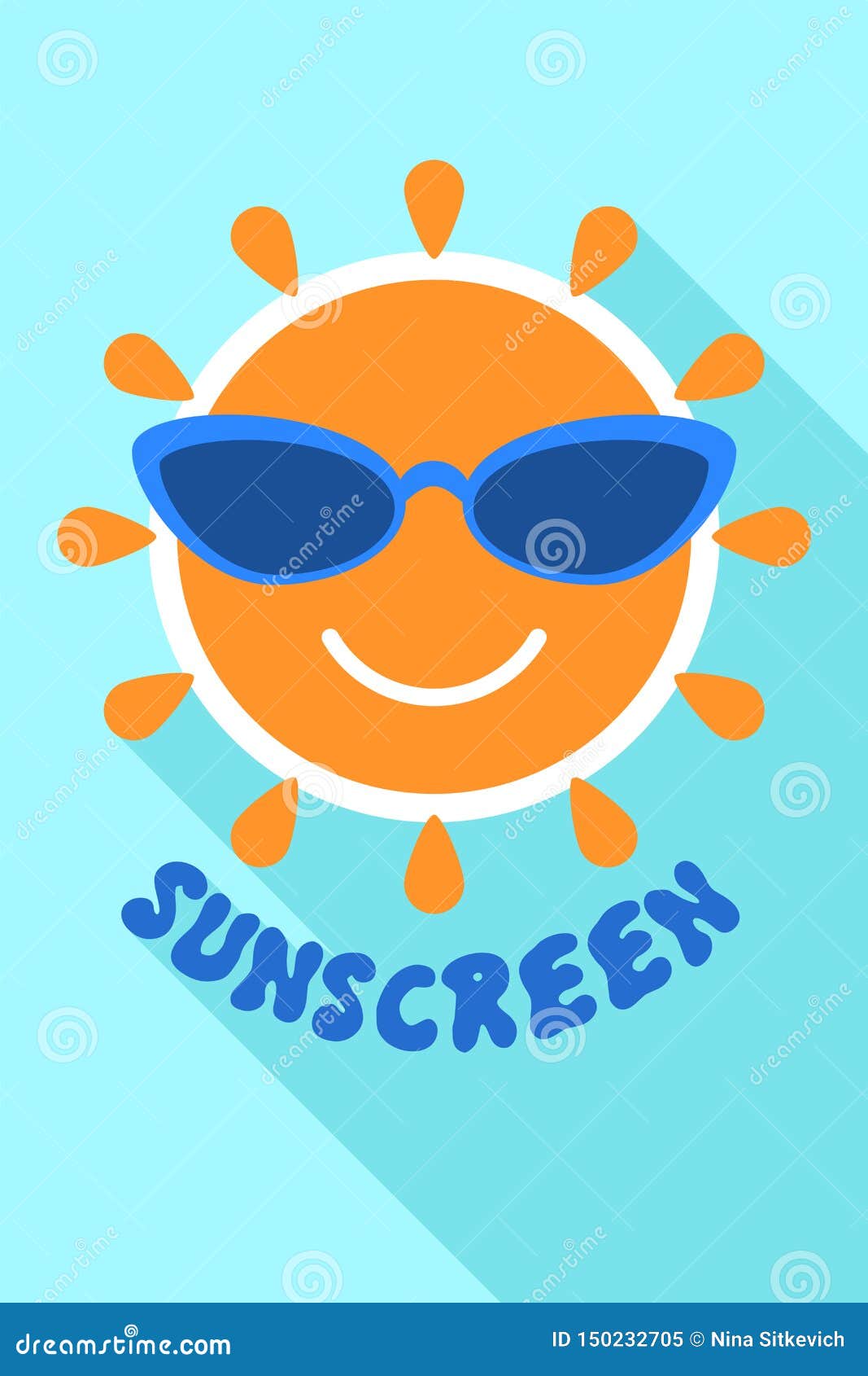 Sunscreen logo, flat style stock vector. Illustration of container ...