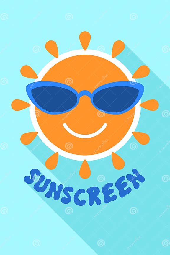Sunscreen logo, flat style stock vector. Illustration of container ...