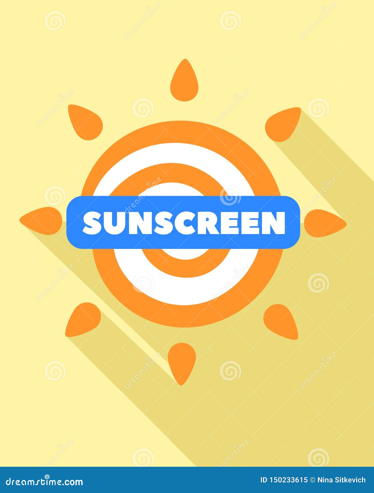 Sunscreen logo, flat style stock vector. Illustration of health - 150233615