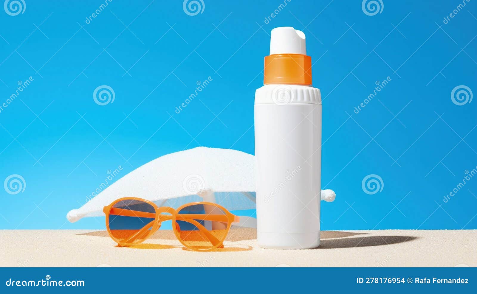 Sunscreen Lotion on Sandy Beach. AI Generative Stock Photo - Image of ...