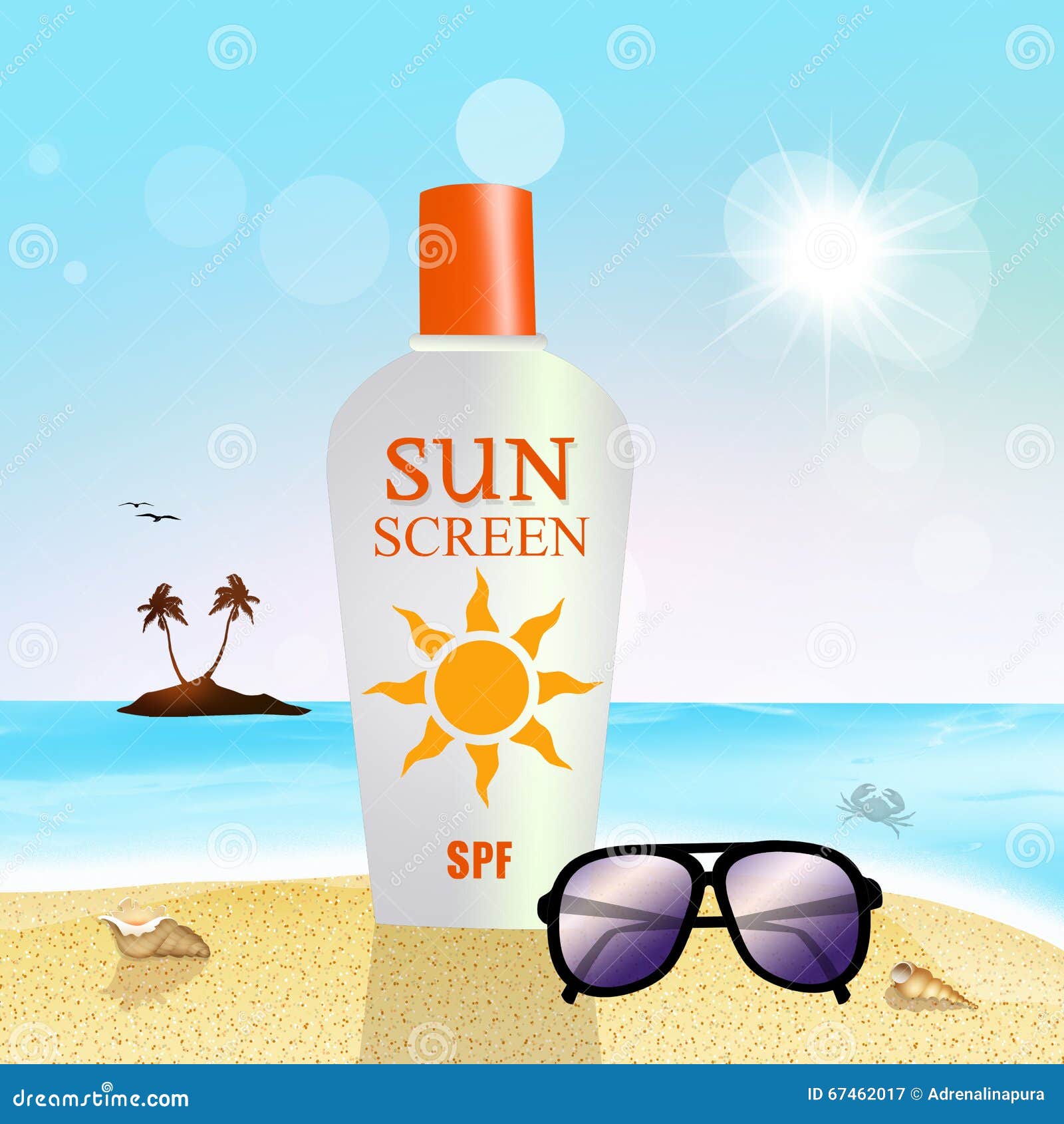 Sunscreen protection stock illustration. Illustration of sand - 67462017