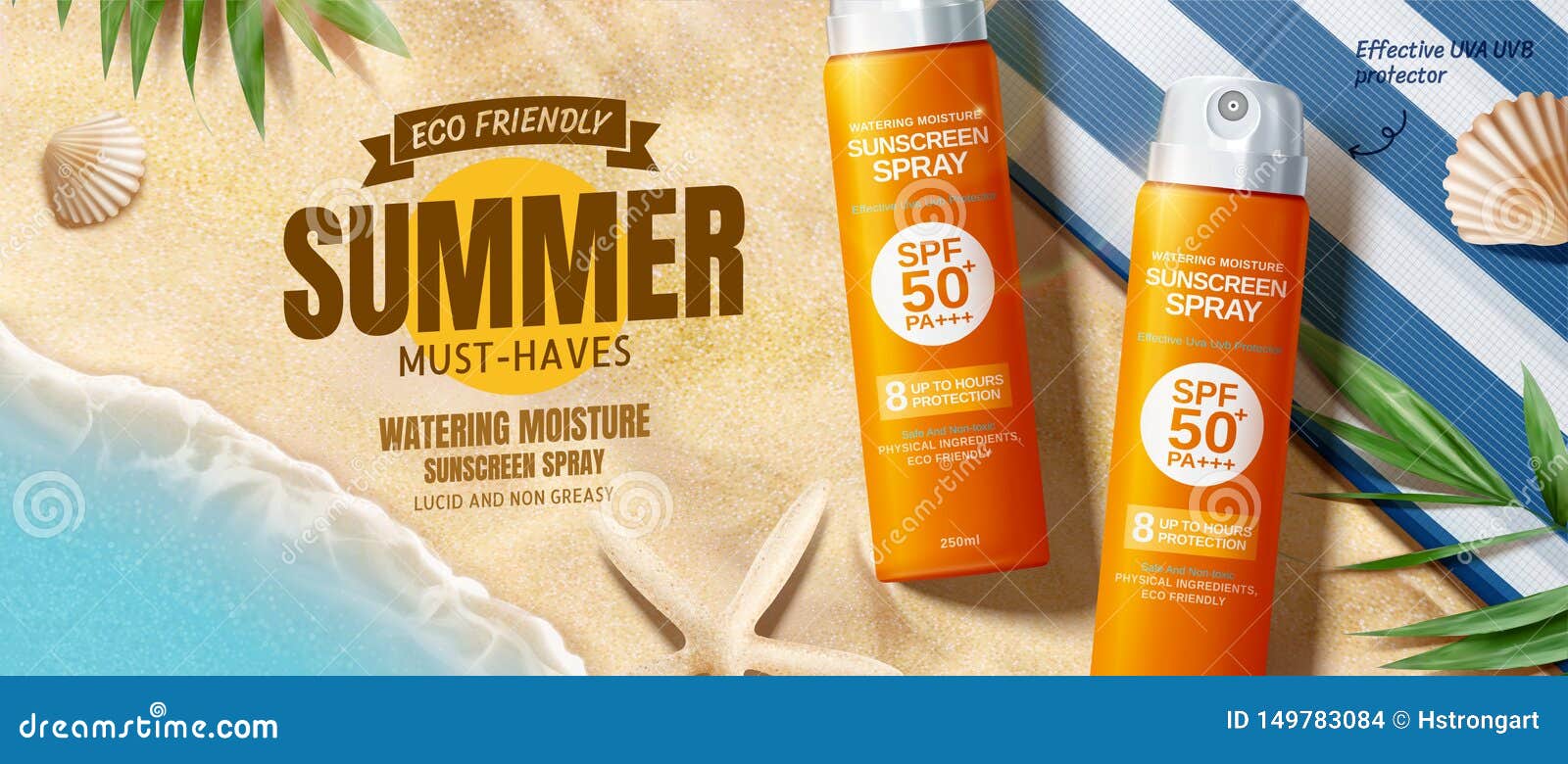 Sunscreen spray ads stock vector. Illustration of skincare - 149783084