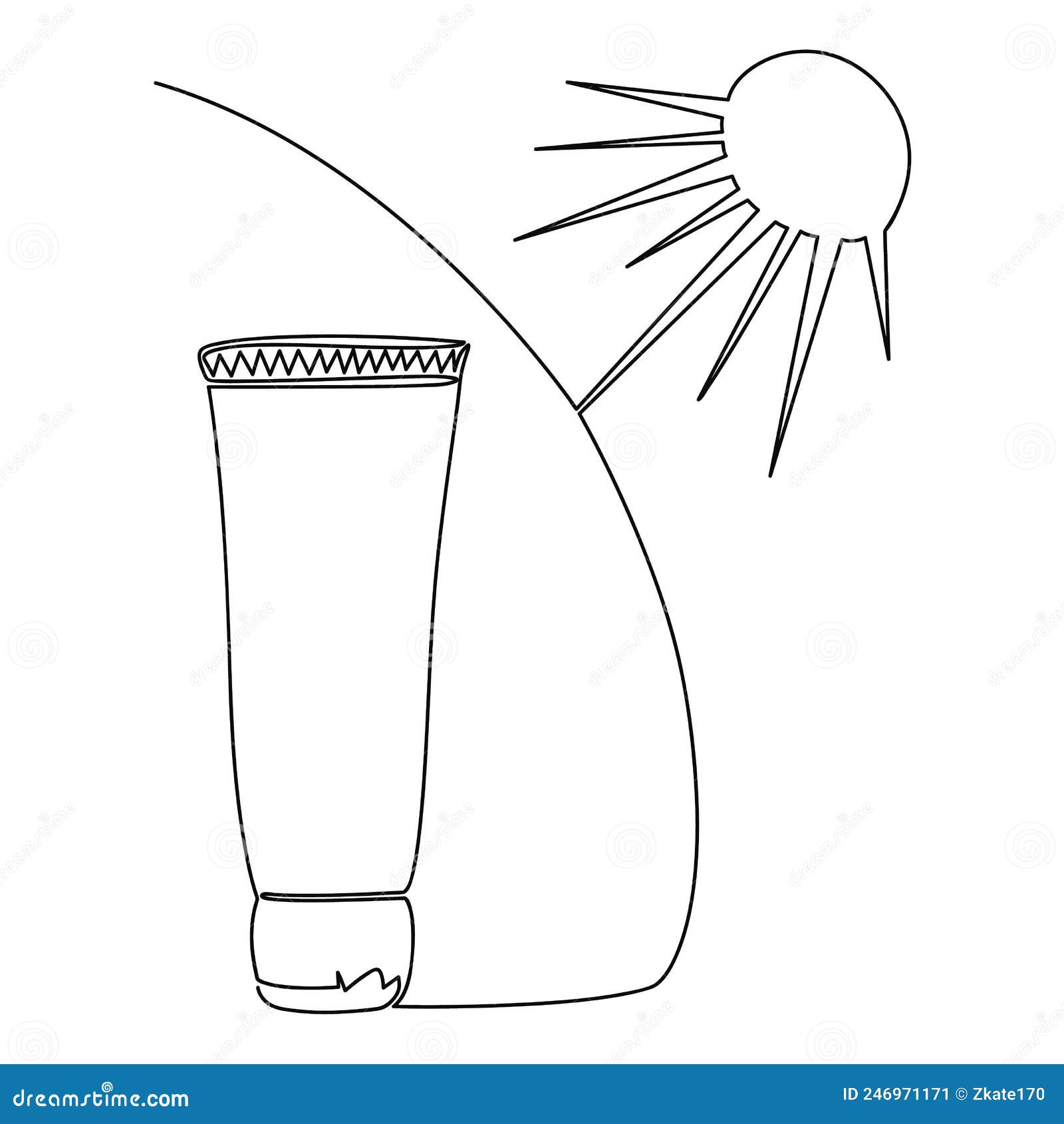 Sunscreen for Sunburn Drawn in One Line. Line Art Stock Illustration ...