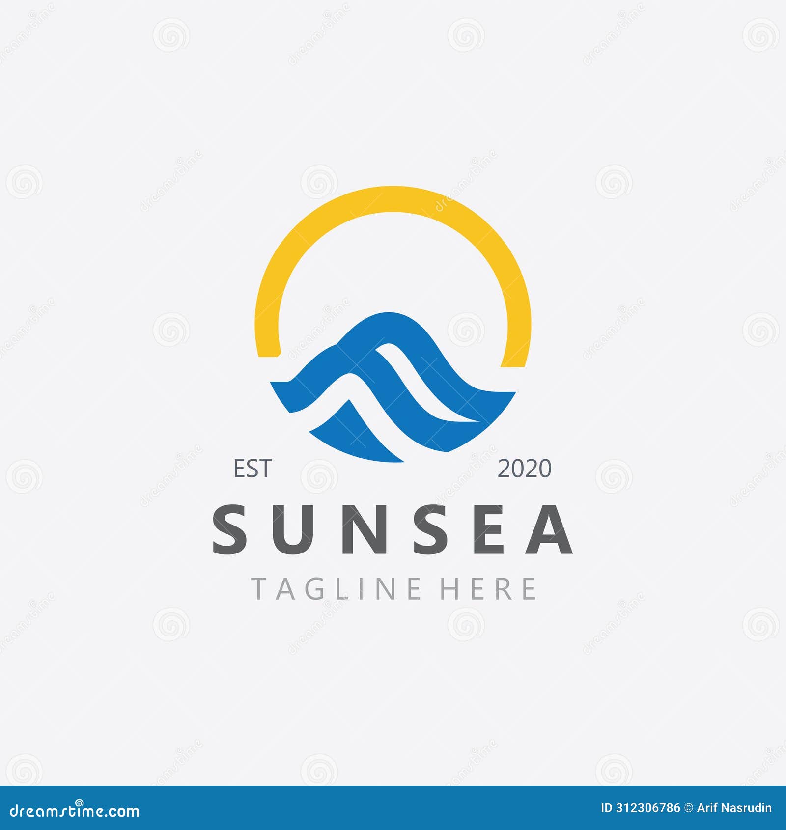 Sun Sea Wave Logo Design Creative Premium Sun Beach Logo Icon Vector ...