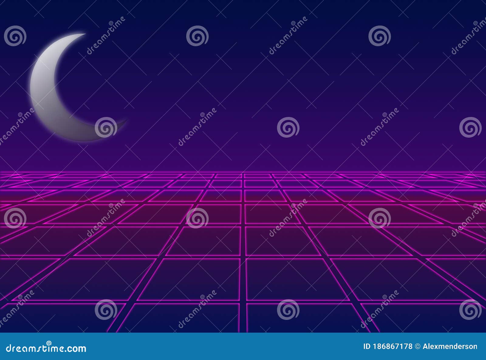 Abstract 80s Retro Night Background with Neon Glow Style Stock ...