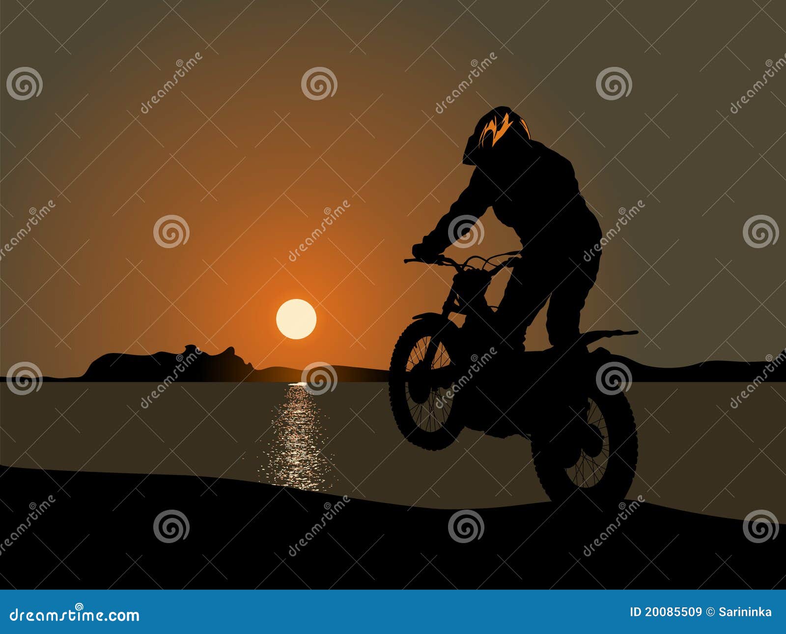 Sunset stock vector. Illustration of bike, evening, sport - 20085509
