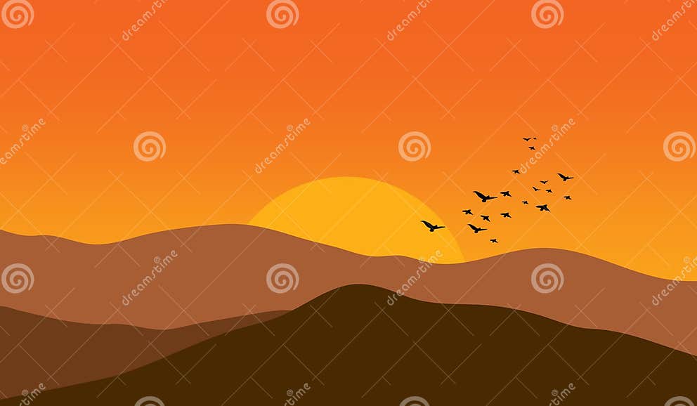 Sunset stock vector. Illustration of sunset, orange, painting - 3632384