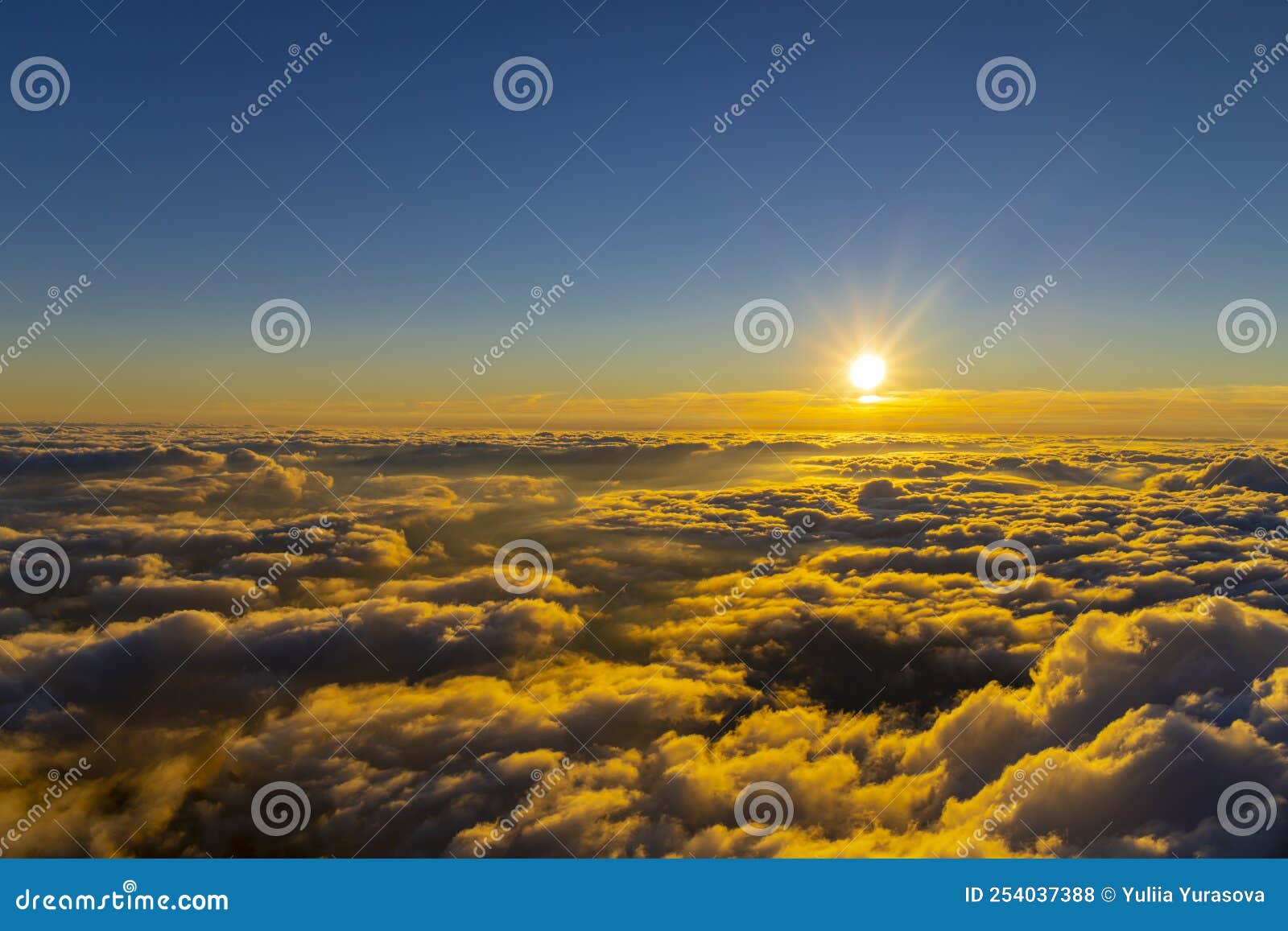 Sunset above the clouds stock photo. Image of landscape - 254037388