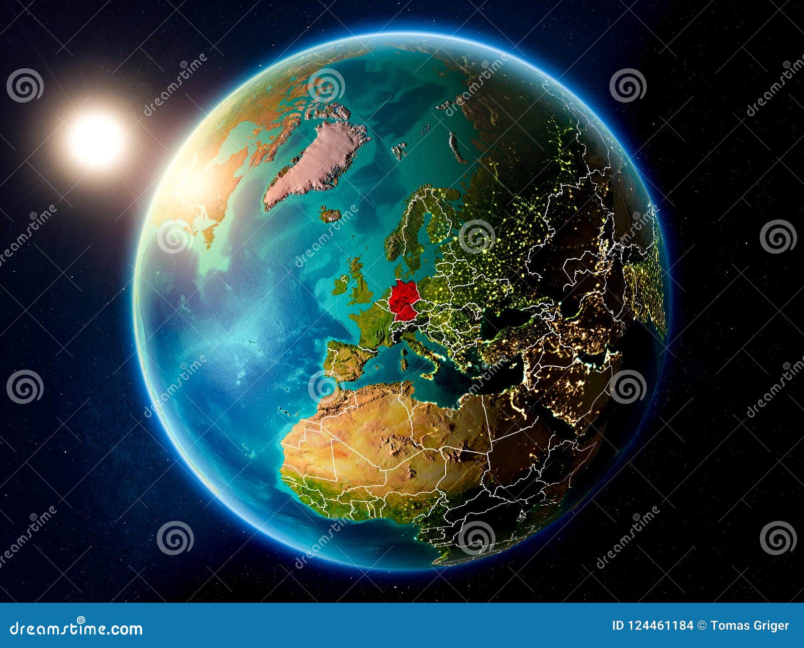 Germany with Sunset from Space Stock Photo - Image of european, borders ...