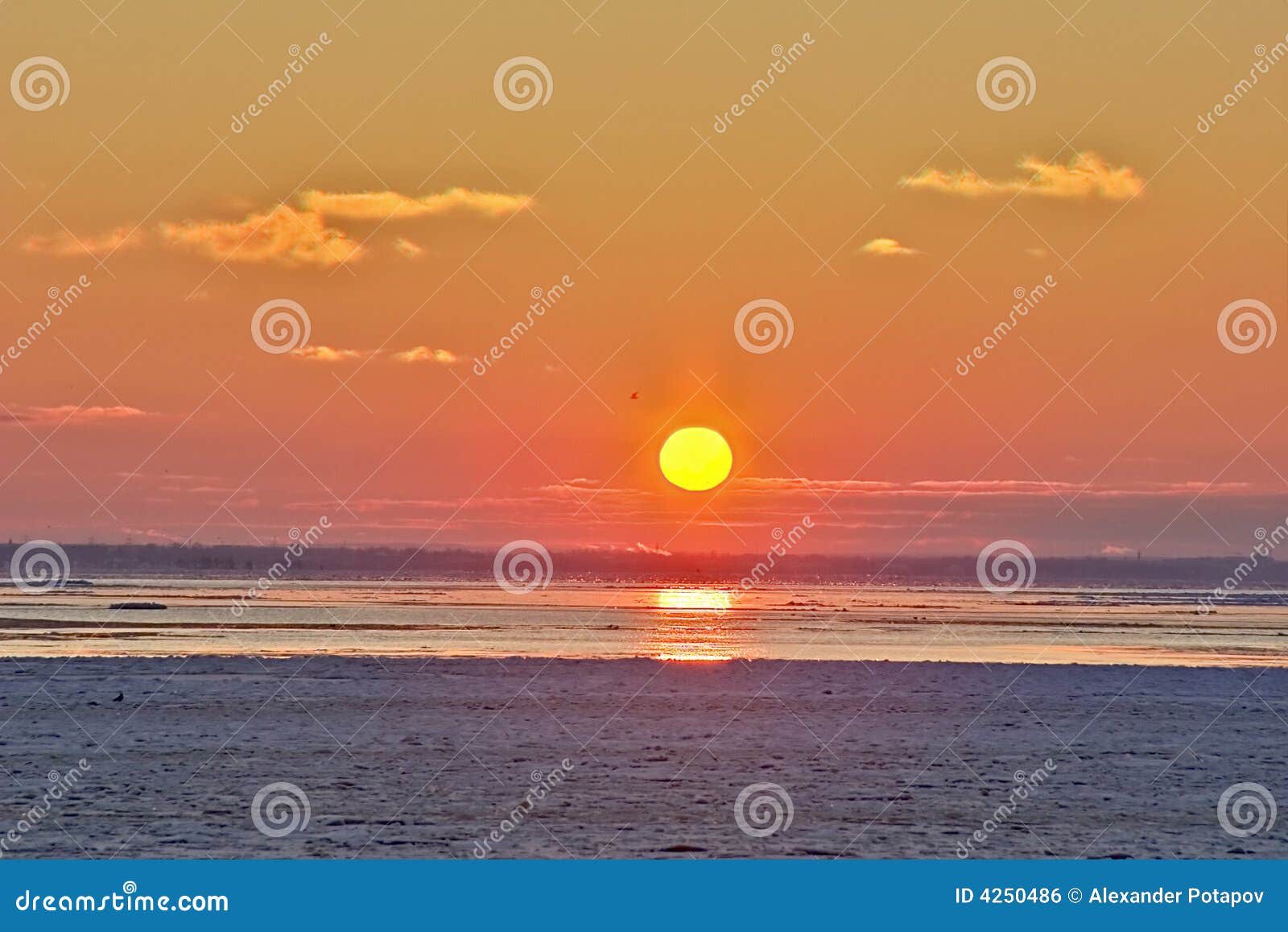 Sunset above ice sea stock photo. Image of frozen, sunset - 4250486