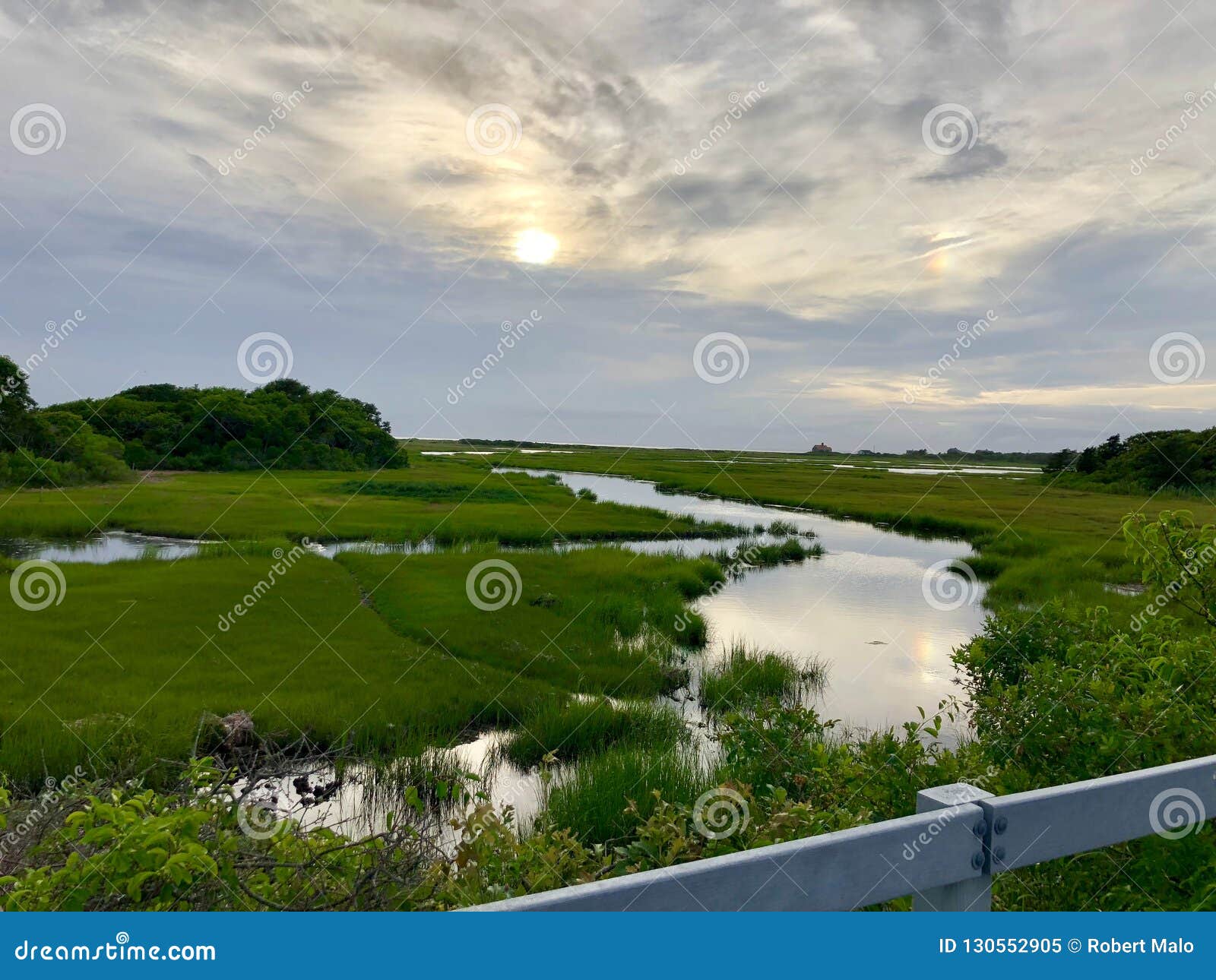 Sunset above marshland stock image. Image of inlet, sight - 130552905