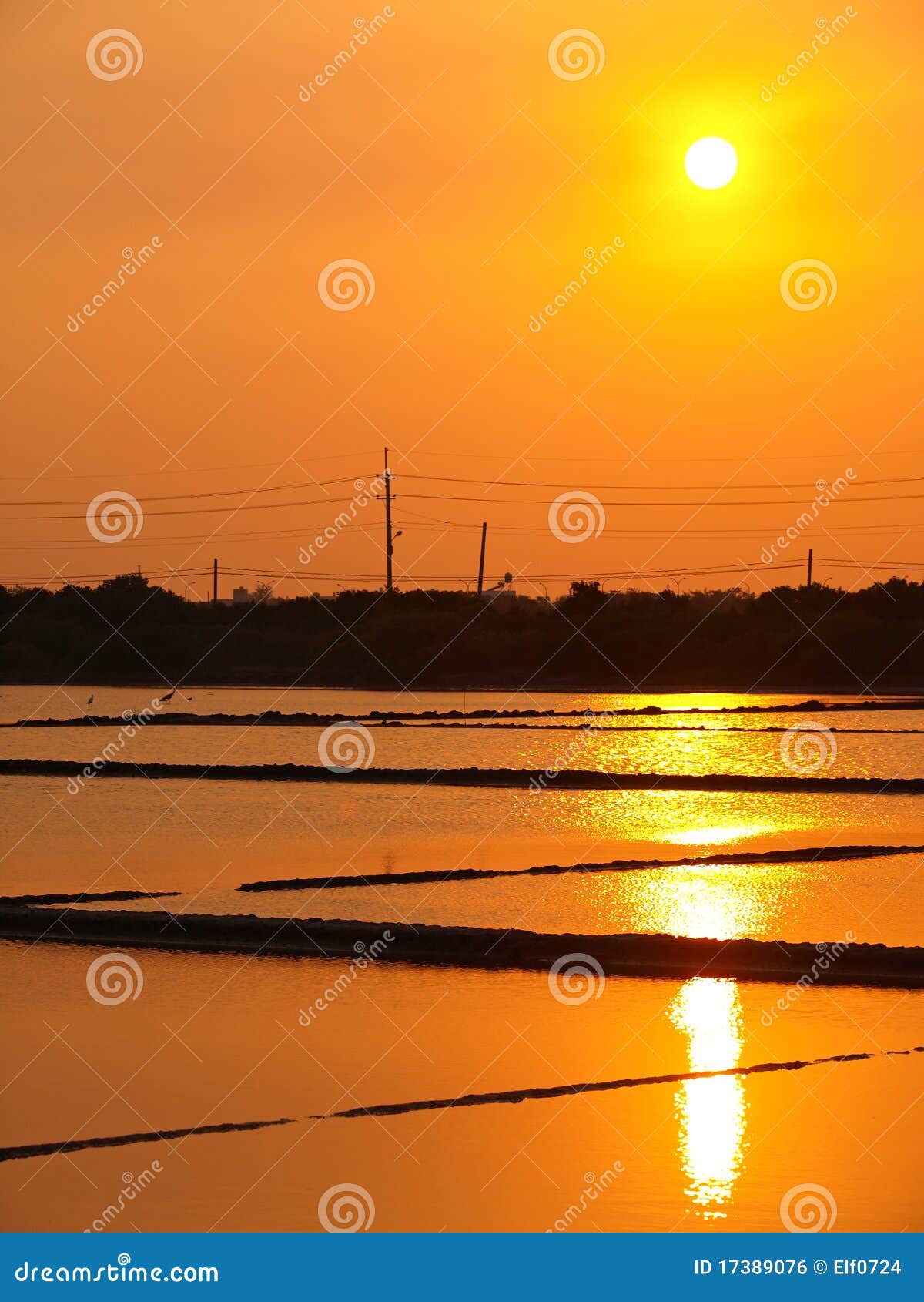Sunset Above the Salt Pan in Tainan, Taiwan Stock Photo - Image of ...