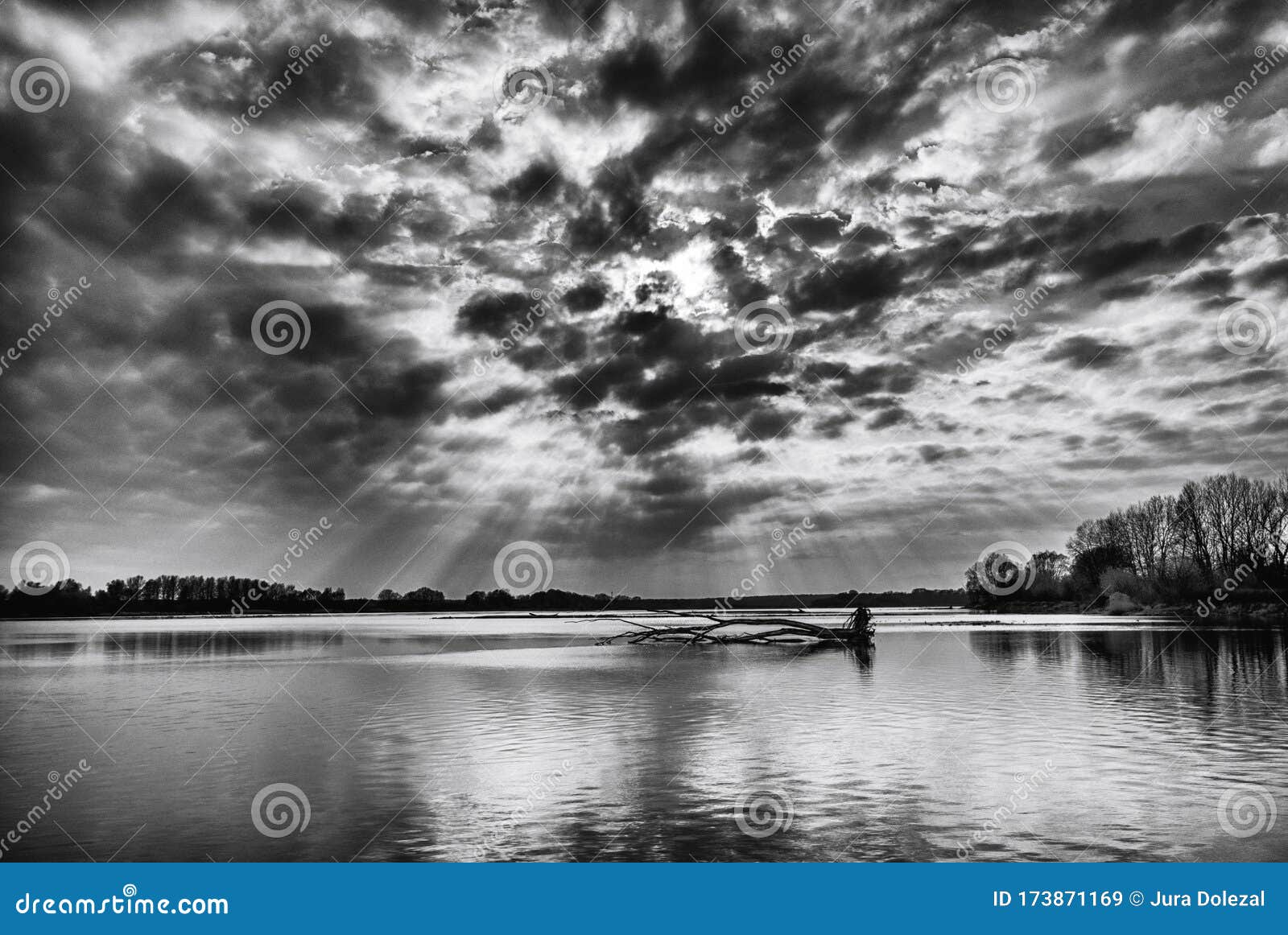 Sunset Above Visla River, Plock, Poland Stock Image - Image of clouds ...