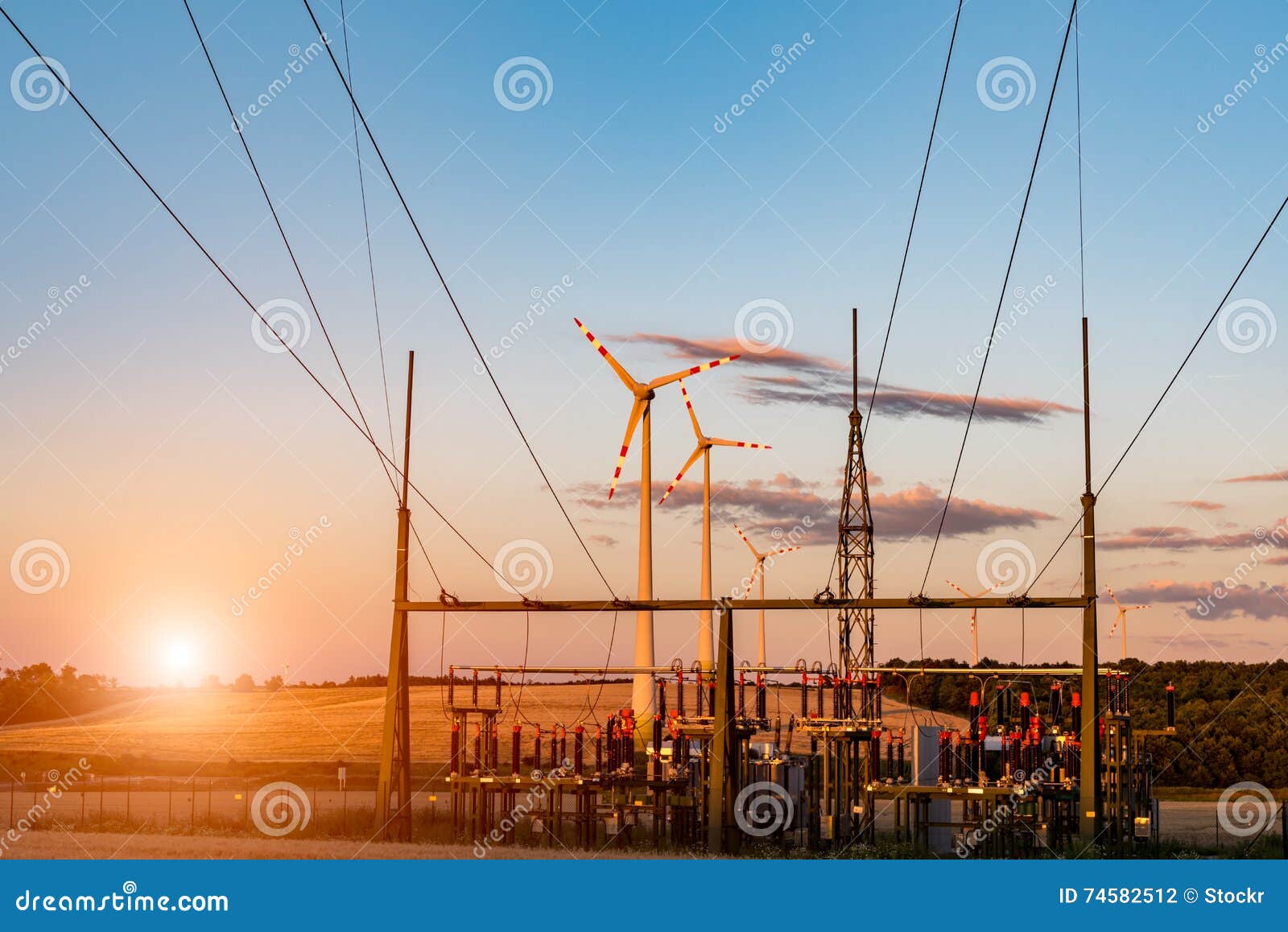 Sunset Above Windmill on the Field Stock Photo - Image of field ...