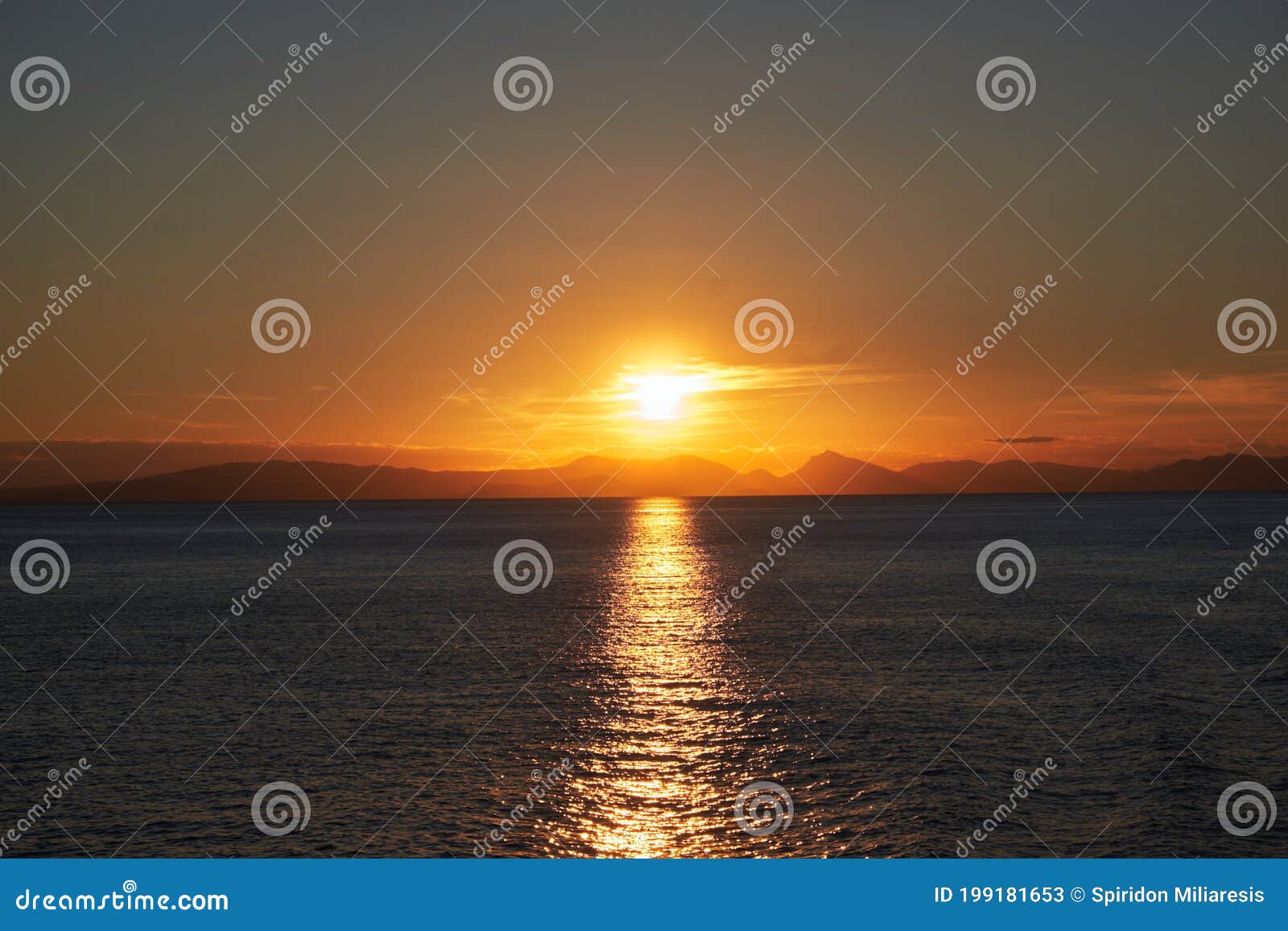 Sunset in Aegean Sea in Greece from the Ferry Boat Stock Image - Image ...