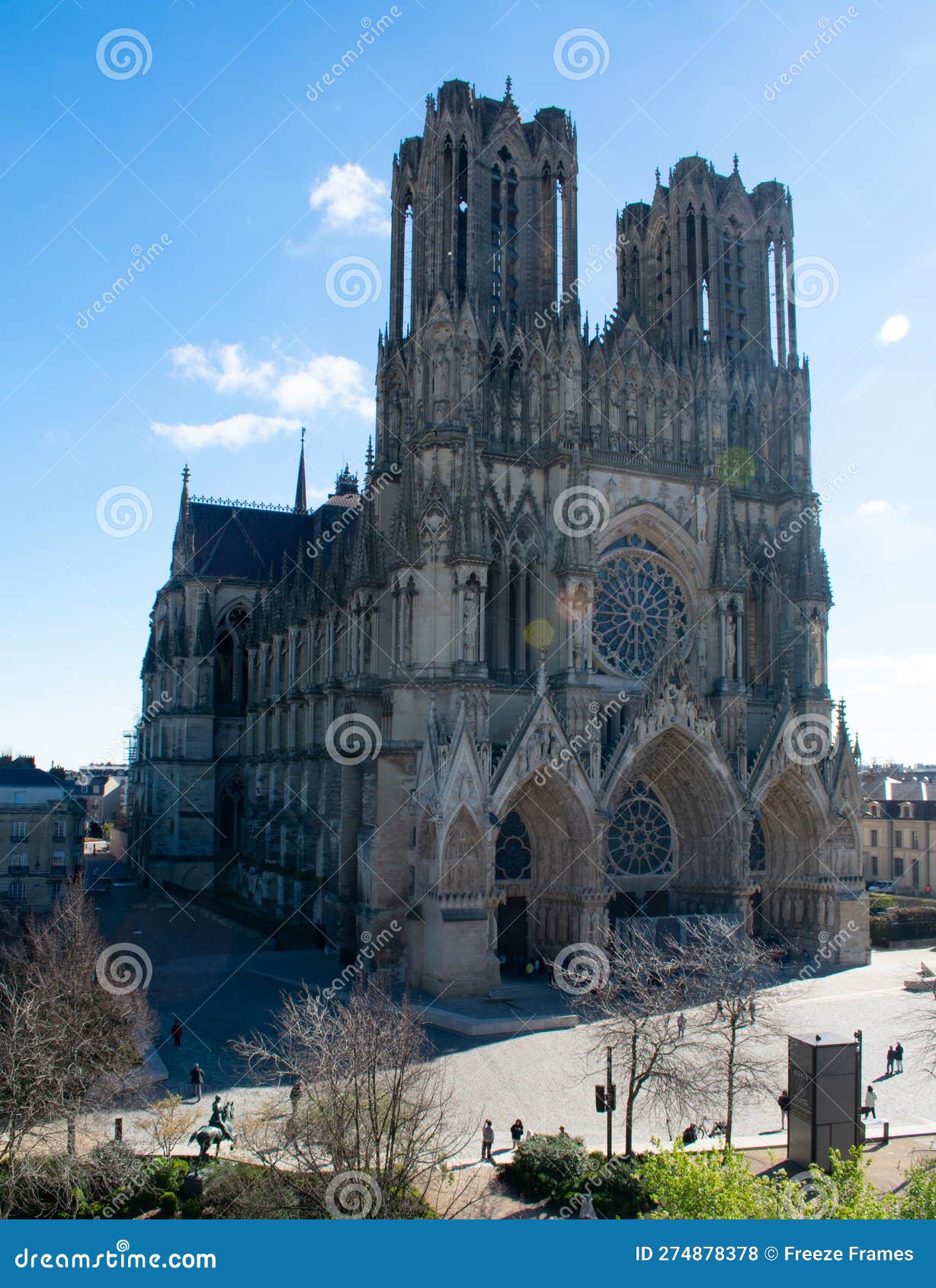 Daytime Aerial View of Reims Cathedral Stock Photo - Image of ancient ...