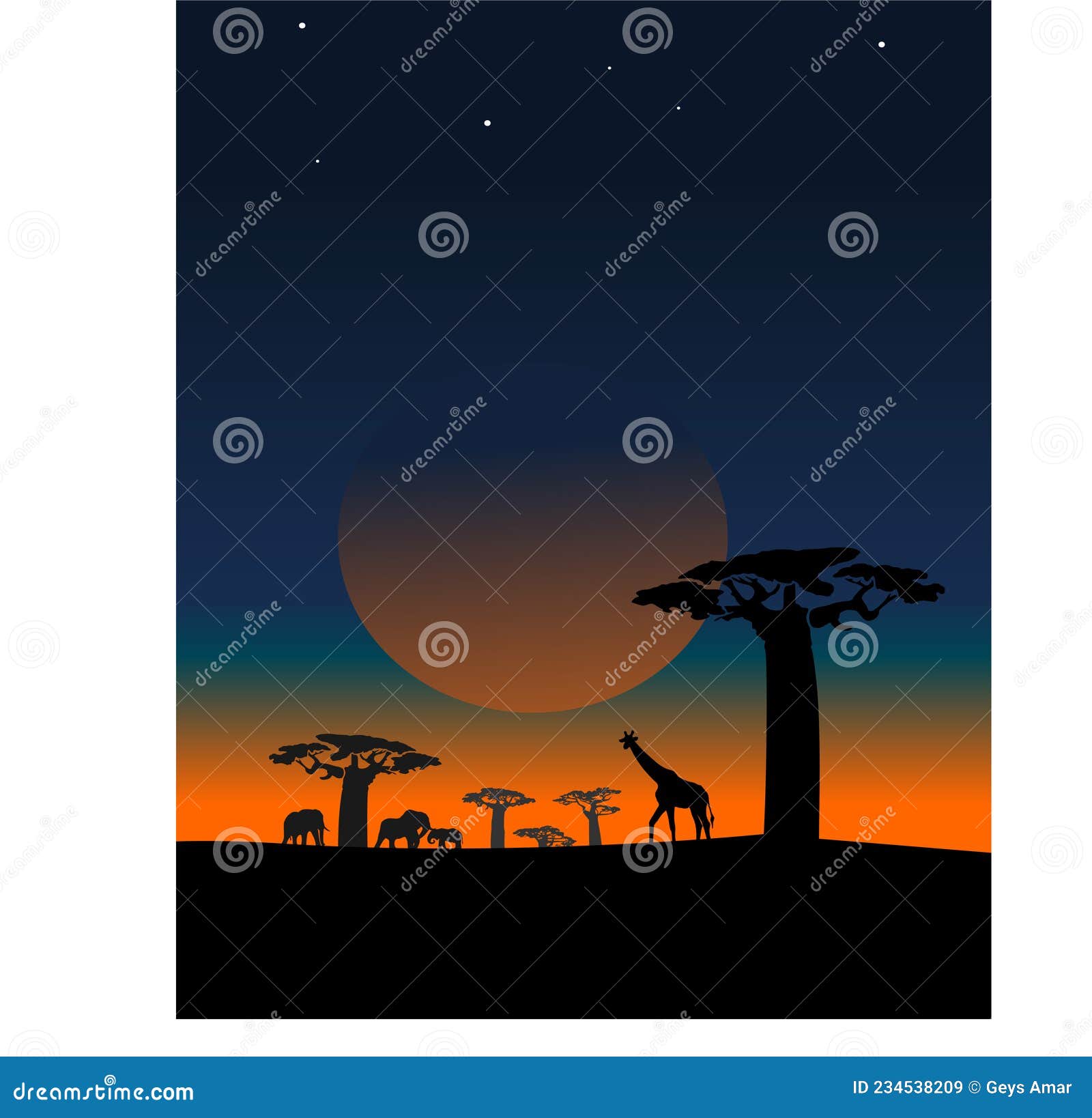 Sunset in the African Jungle Stock Vector - Illustration of jungle ...
