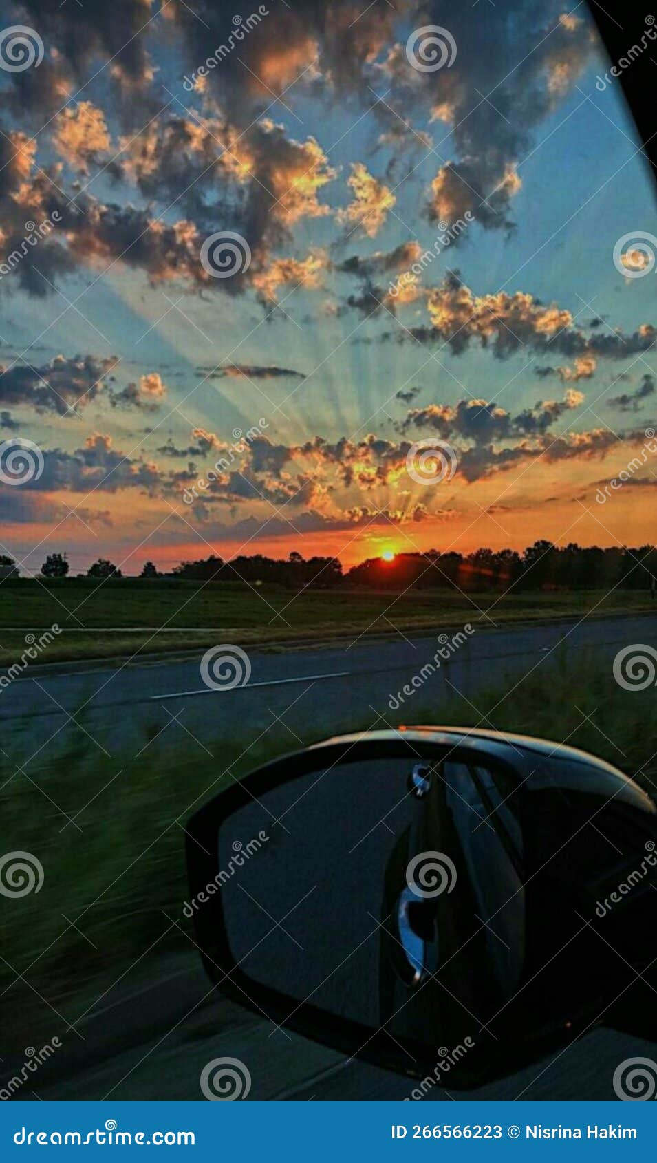 Sunset afterglow driving stock image. Image of dawn - 266566223