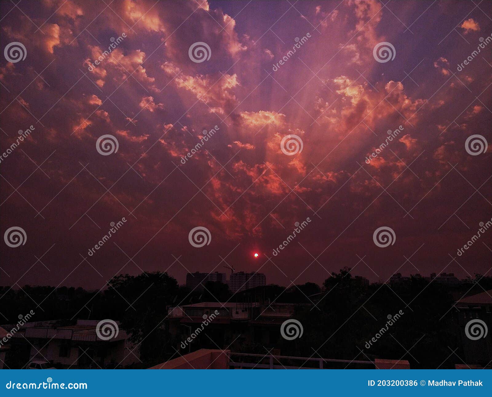 Sunset at Ahmedabad stock photo. Image of skyline, sunrise - 203200386