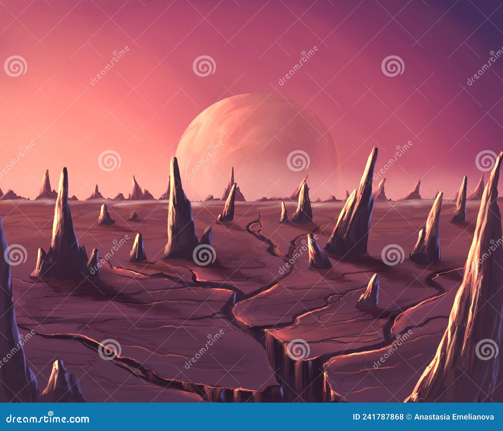 Alien Mountains And Colorful Desert Landscaping Seamless Background ...