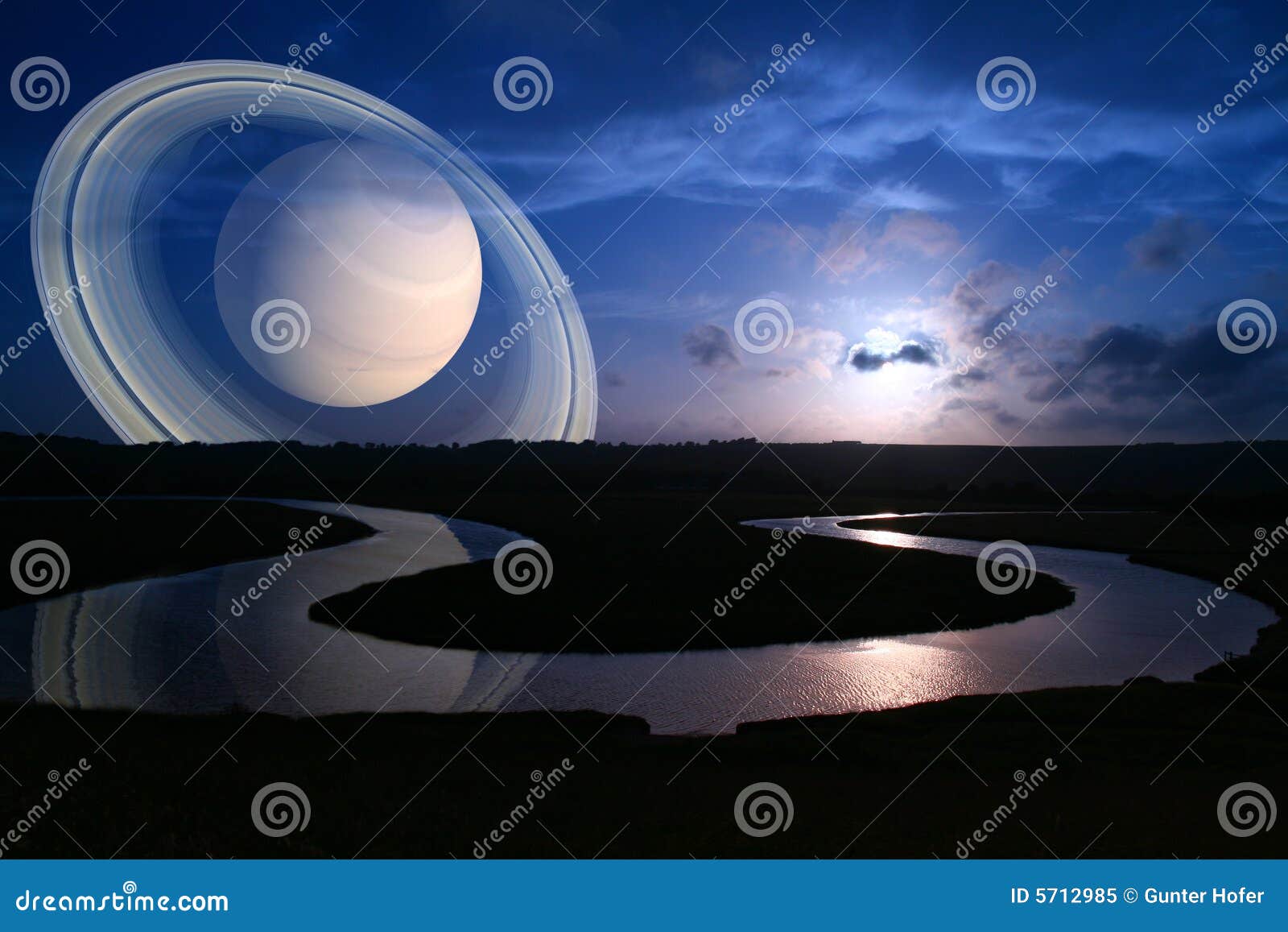 Sunset on alien world stock illustration. Illustration of purple - 5712985