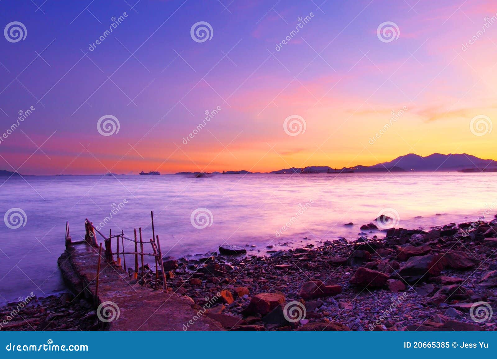 Sunset Along the Coast Under Long Exposure Stock Image - Image of ...