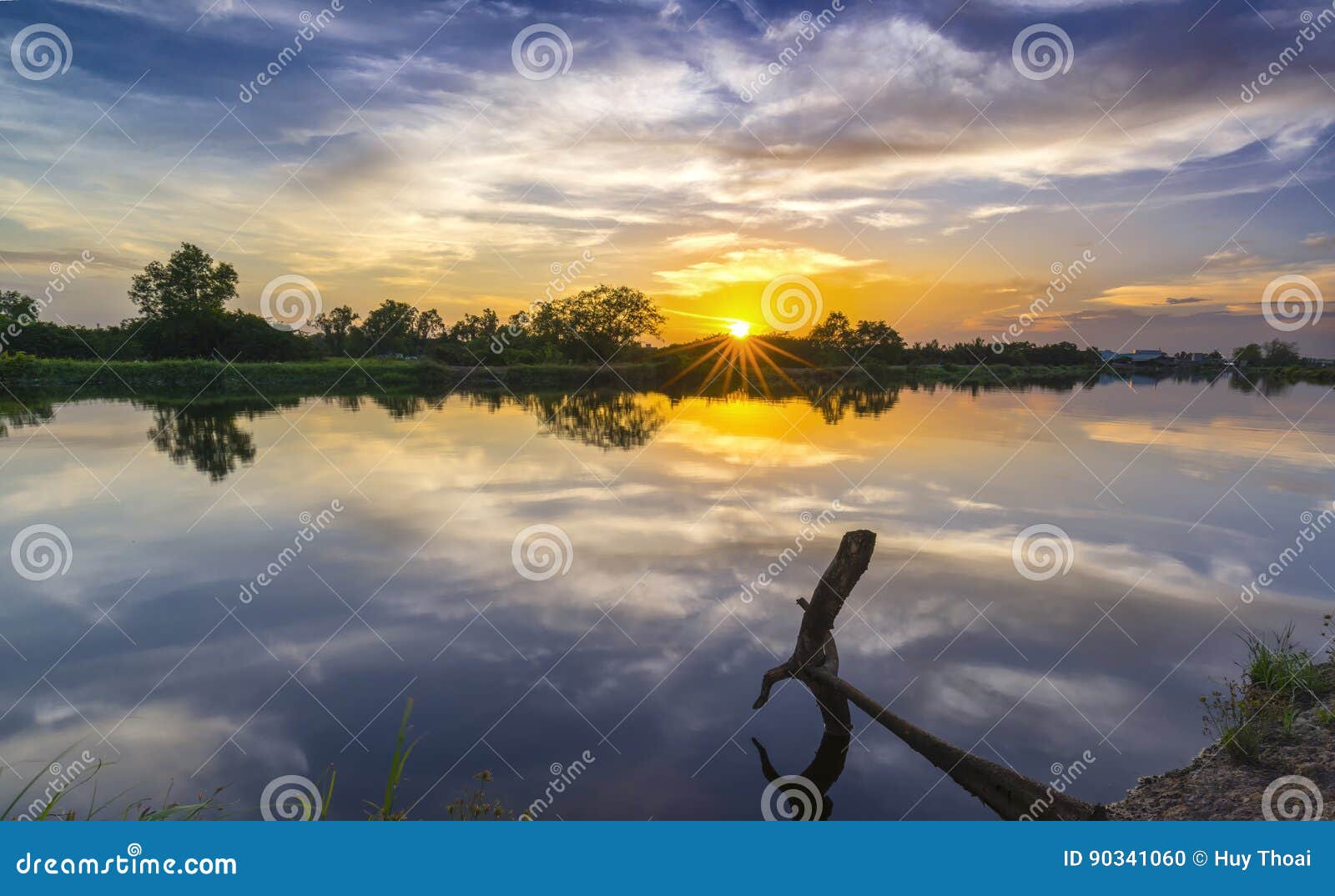 Sunset Along the River As the Sun Down Horizon Stock Photo - Image of ...