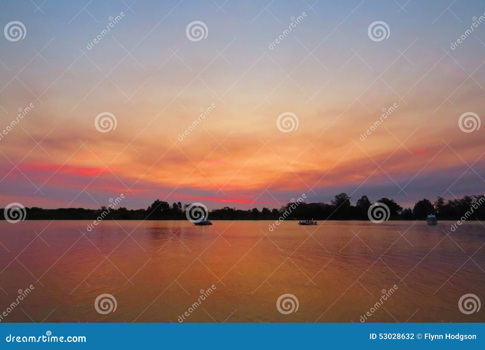 Sunset along the river stock photo. Image of fire, dandelion - 53028632