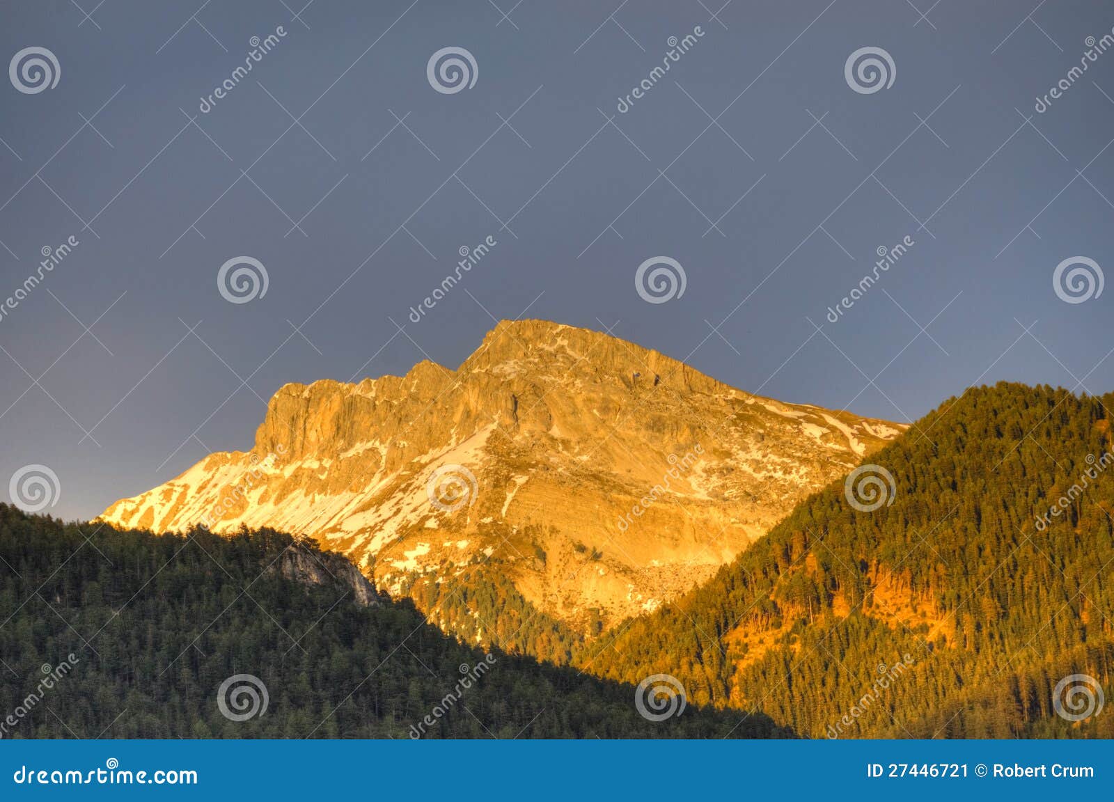 Sunset Alpenglow on Mountains Stock Image - Image of morning, orange ...