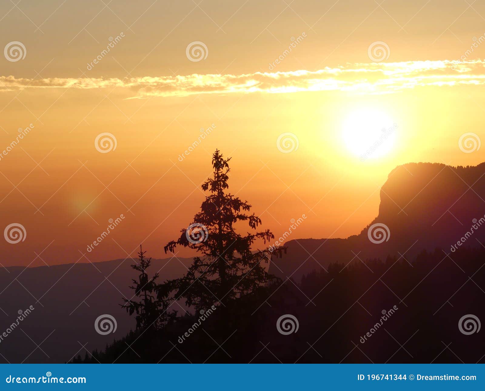 Sunset in the Alpes stock photo. Image of montagne, summer - 196741344