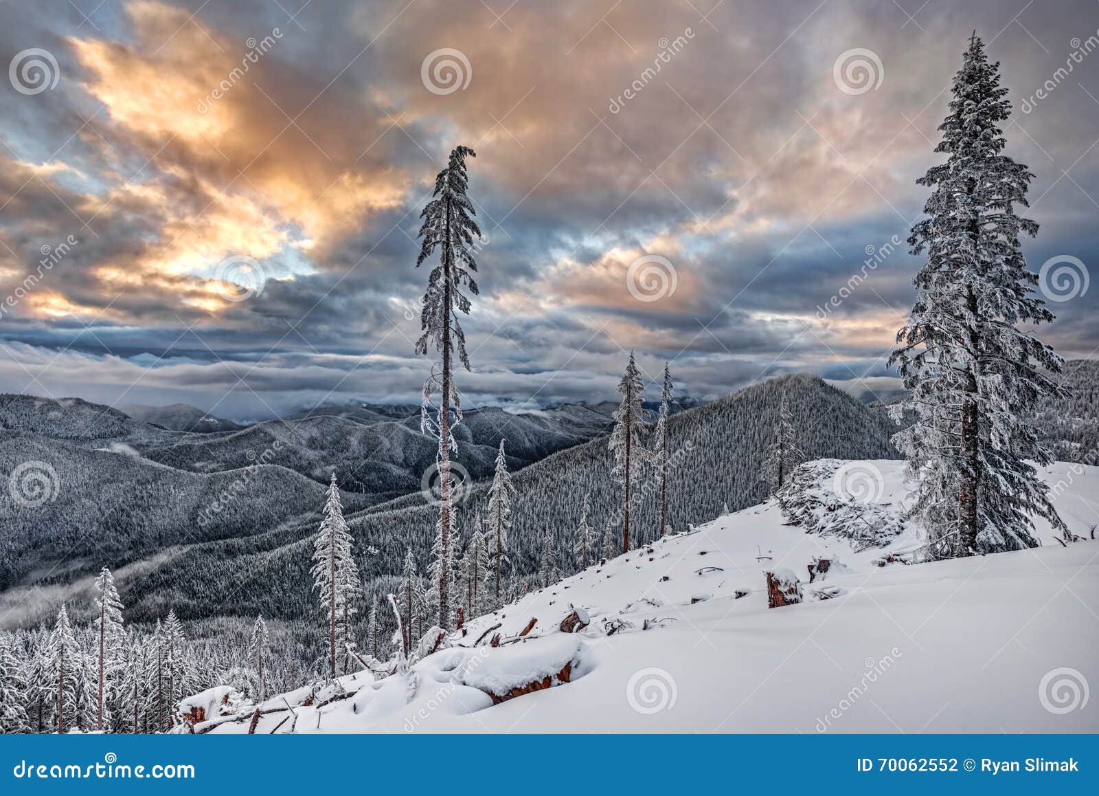 Sunset at Altitude in Cascade Mountains Stock Photo - Image of ...