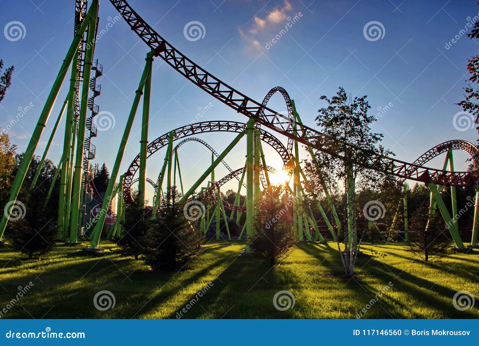 Sunset in the Amusement Park Stock Photo - Image of park, winter: 117146560