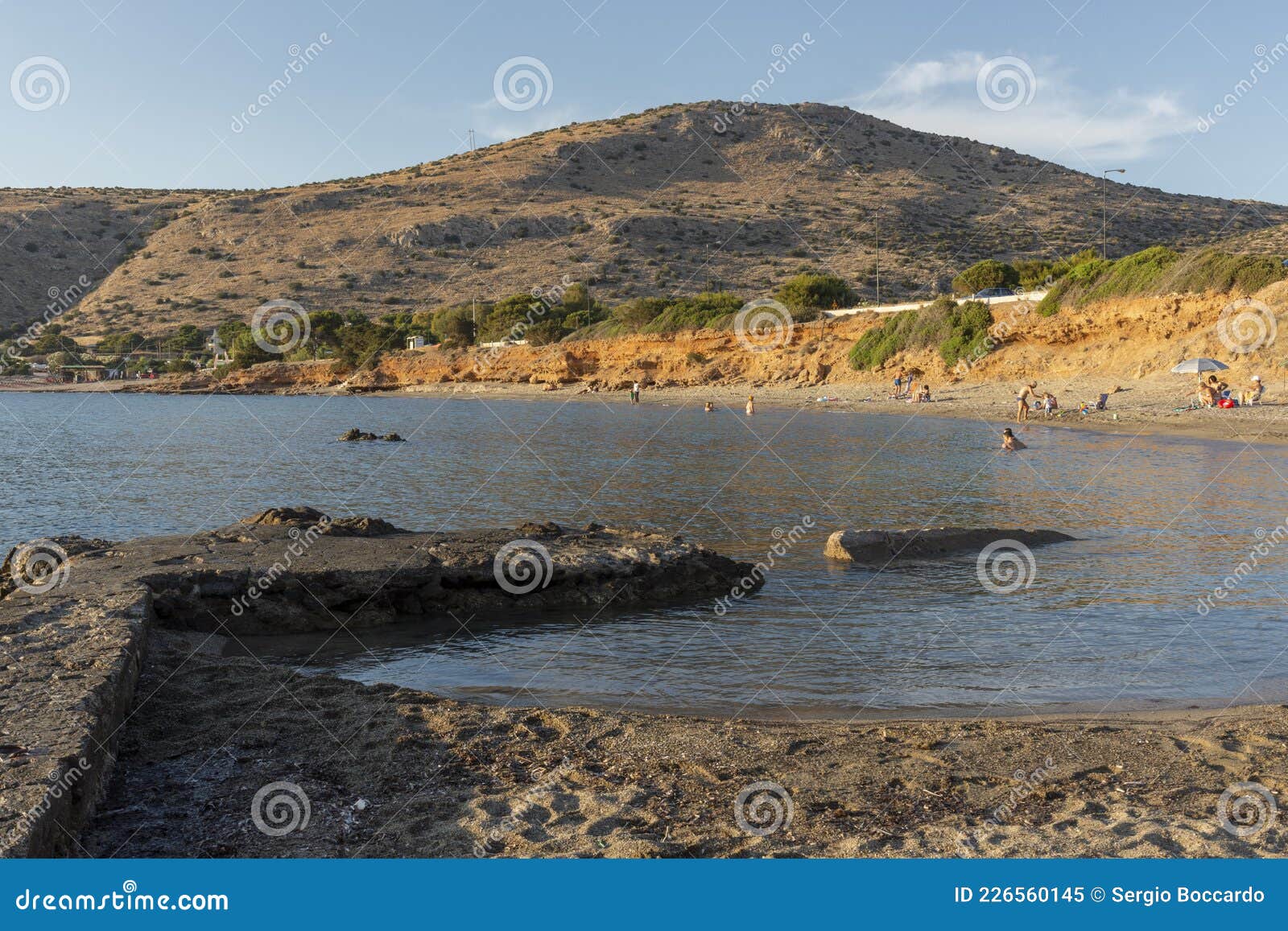 Sunset on Anavyssos Beach in Athens Stock Image - Image of beach, ocean ...