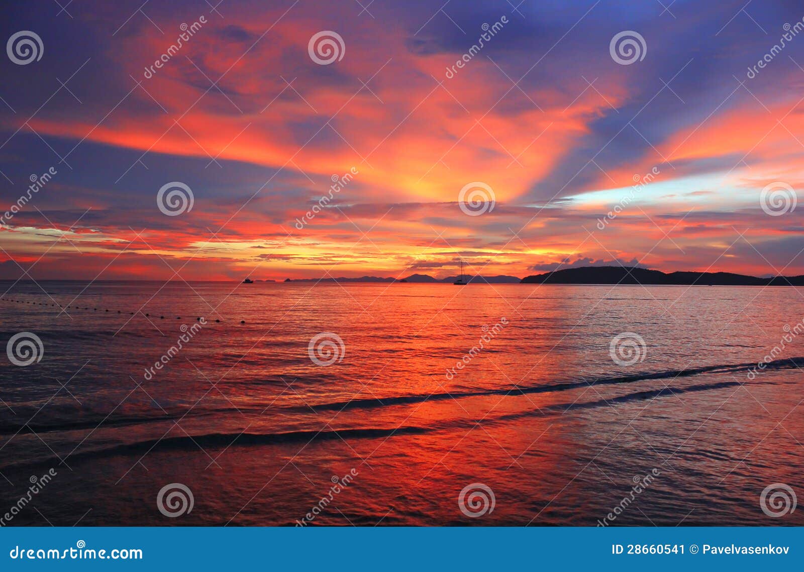 Sunset on the Andaman Sea, Thailand Stock Image - Image of night, walk ...