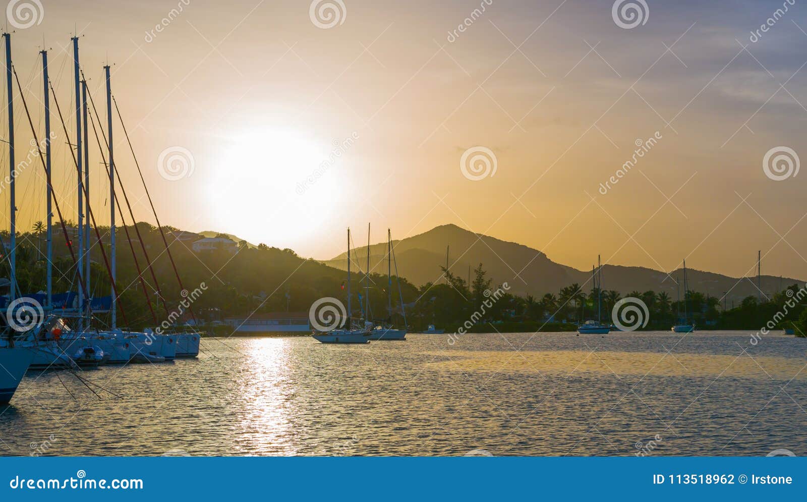 Antigua, Sunset on Antigua, English Harbour. Editorial Photography ...