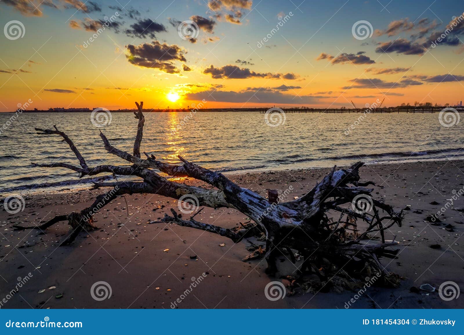 Sunset at the Atlantic Beach Stock Photo - Image of light, reflection ...
