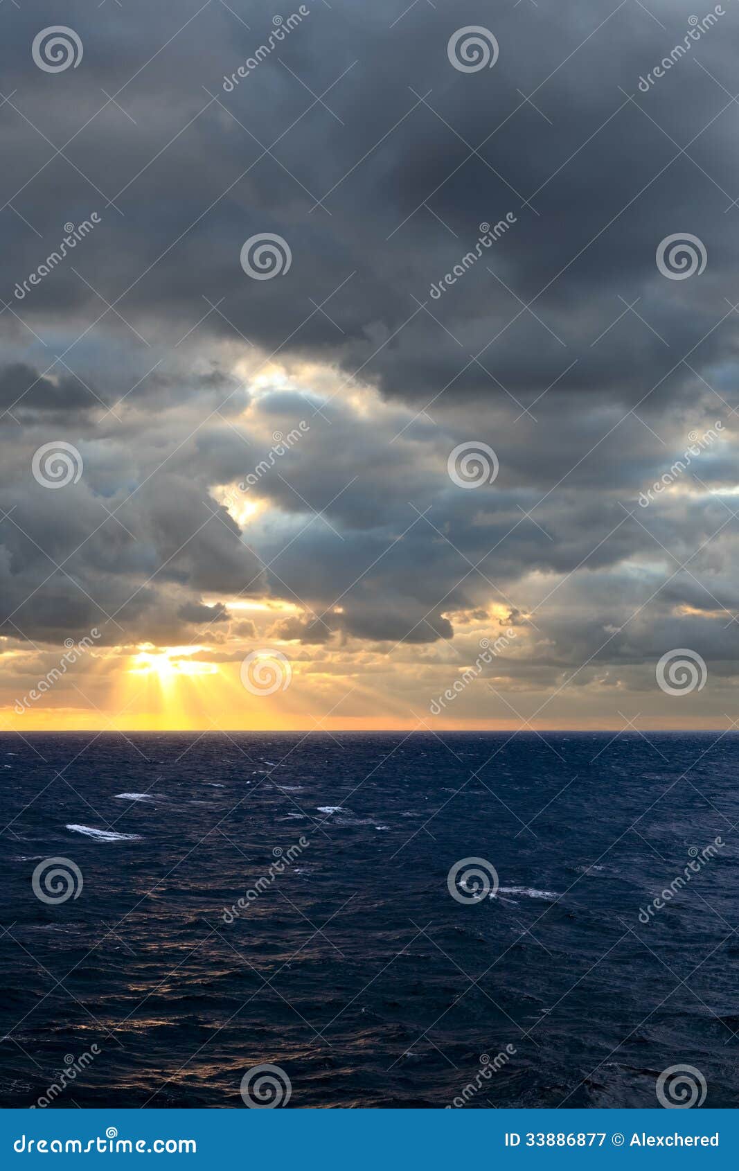 View of Sunset in Atlantic Ocean Stock Image - Image of clouds, gray ...