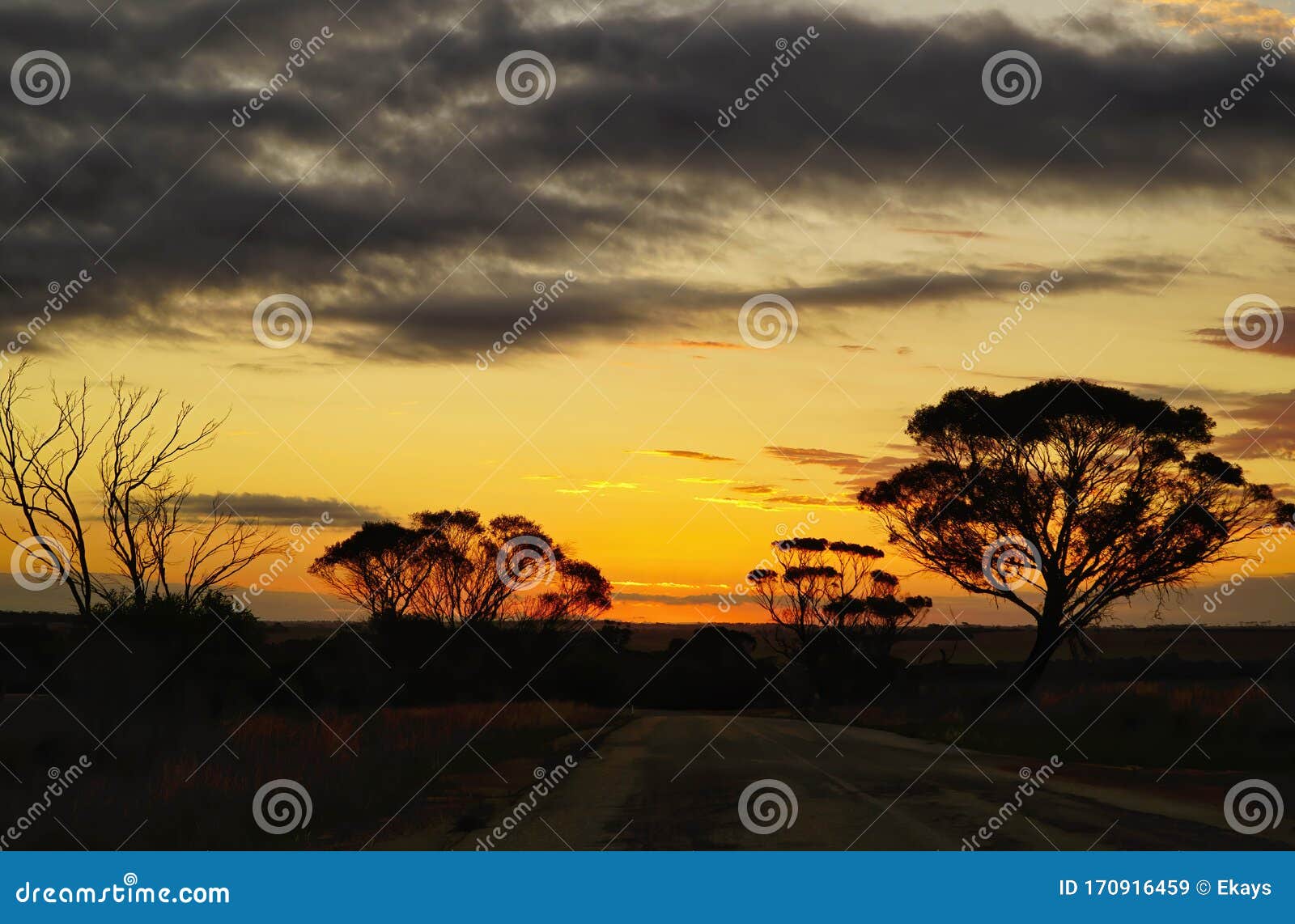 Sunset in Australian Outback Stock Image - Image of picturesque ...