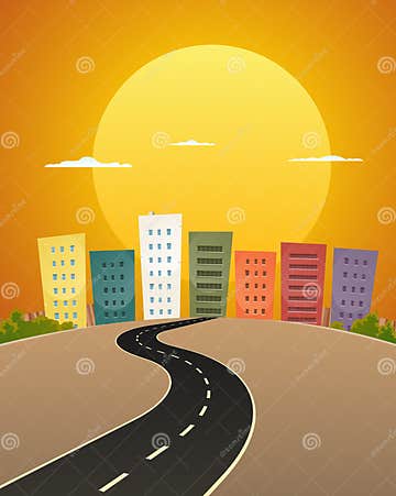 Sunset Avenue stock illustration. Illustration of cartoon - 21375537