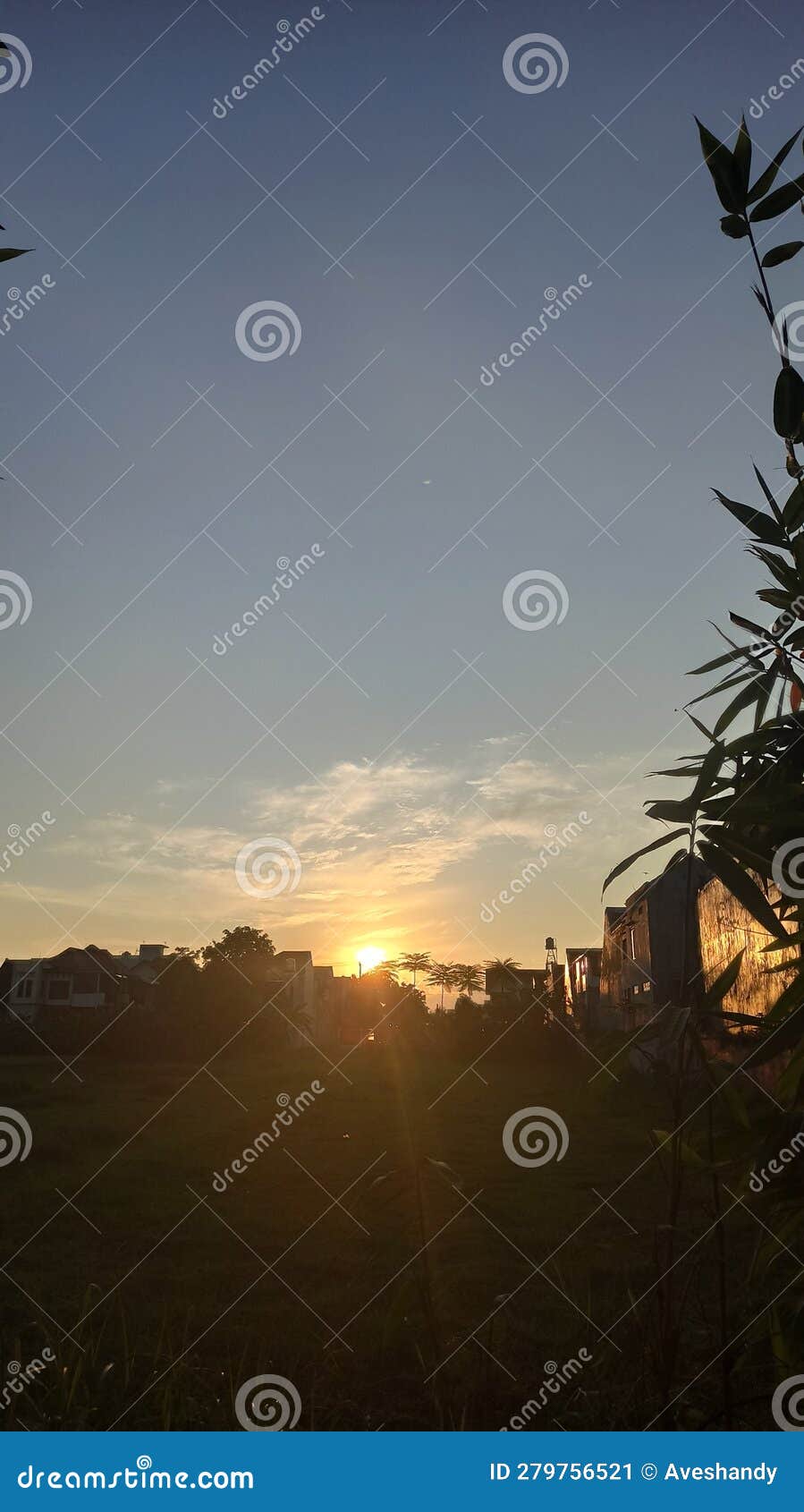 Sunset in the back yard stock image. Image of siluet - 279756521