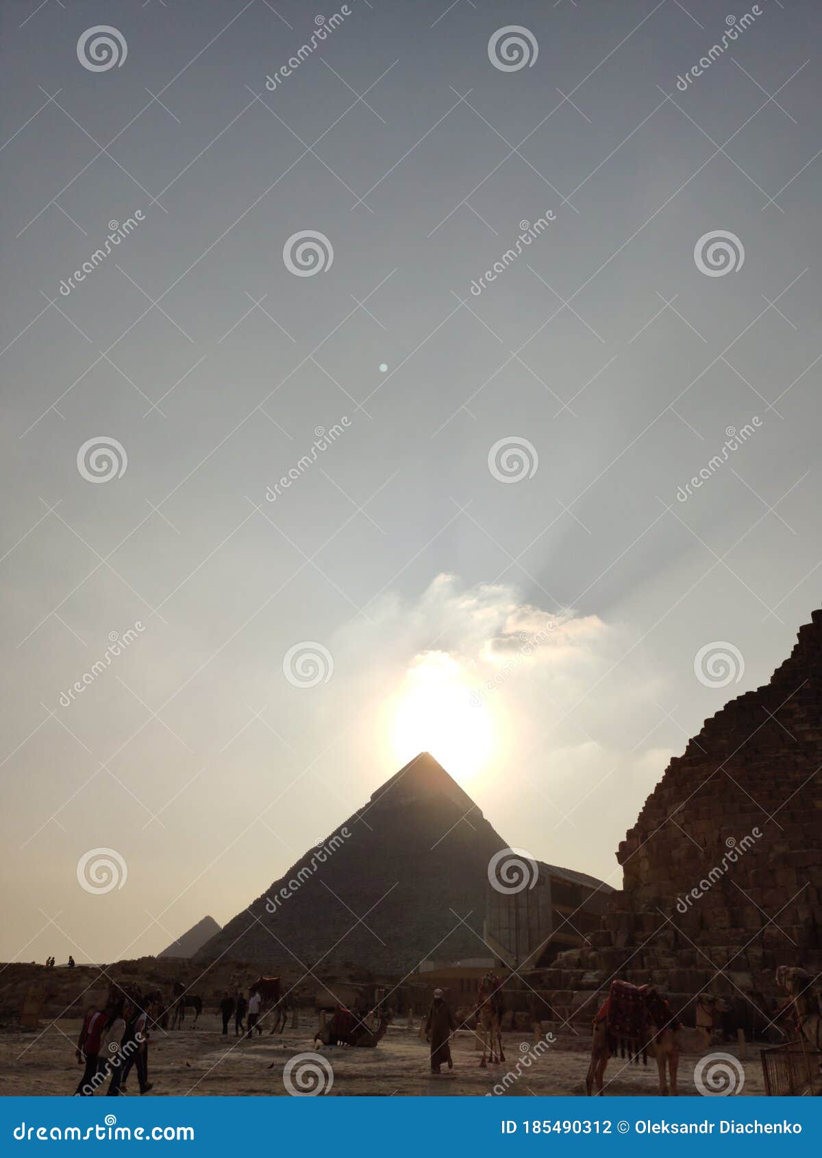 Sunset on the Background of the Egyptian Pyramids Editorial Photography ...