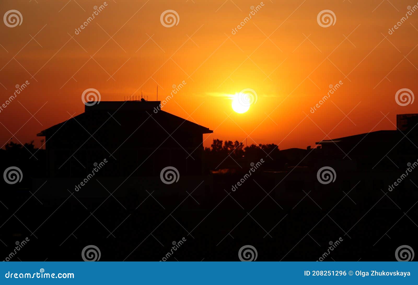 Sunset on the Background of a Residential Building. Buildings in the ...